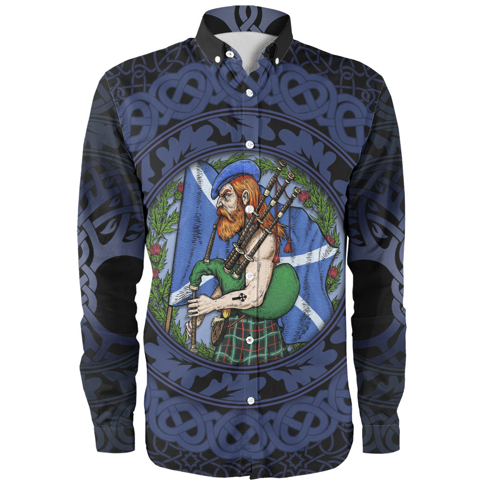 Scotland Long Sleeve Shirt Highland Piper in the Thistle Crest | Canuckmaple.com – celticprime