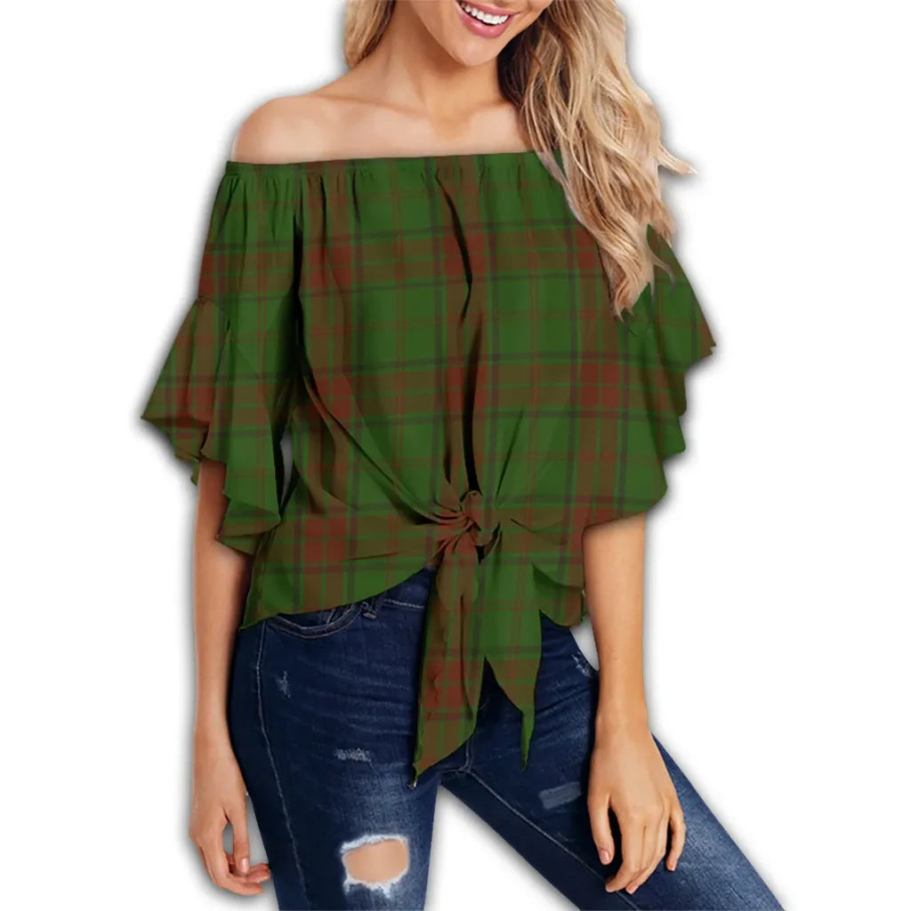 Maxwell Hunting Tartan Classic Off Shoulder Waist Wrap Top | Celticprime.com – celticprime