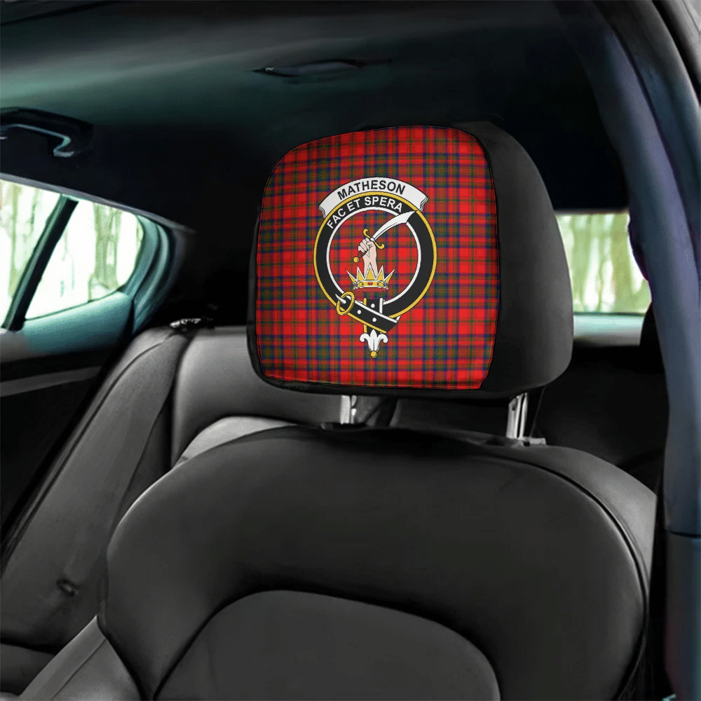 Matheson Modern Tartan Classic Crest Headrest Covers | Celticprime.com – celticprime
