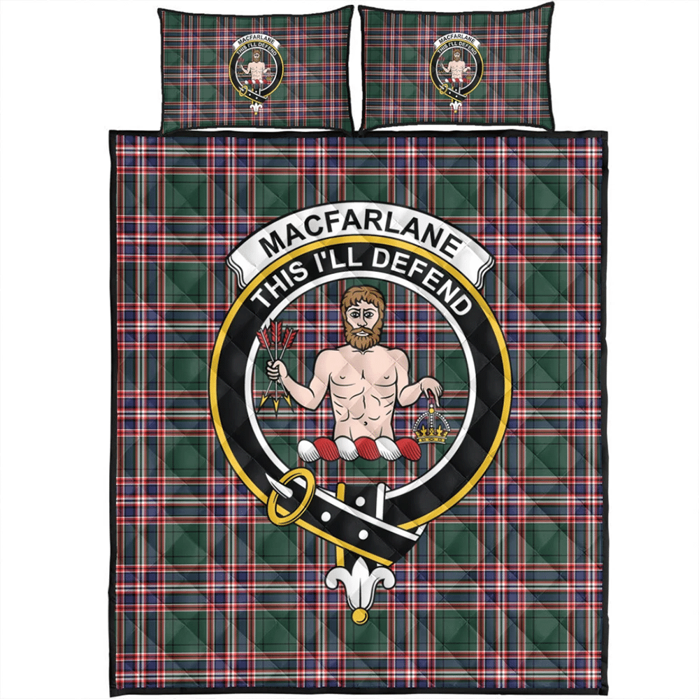 MacFarlane Hunting Modern Tartan Classic Crest Quilt Bed Set | Celticprime.com – celticprime