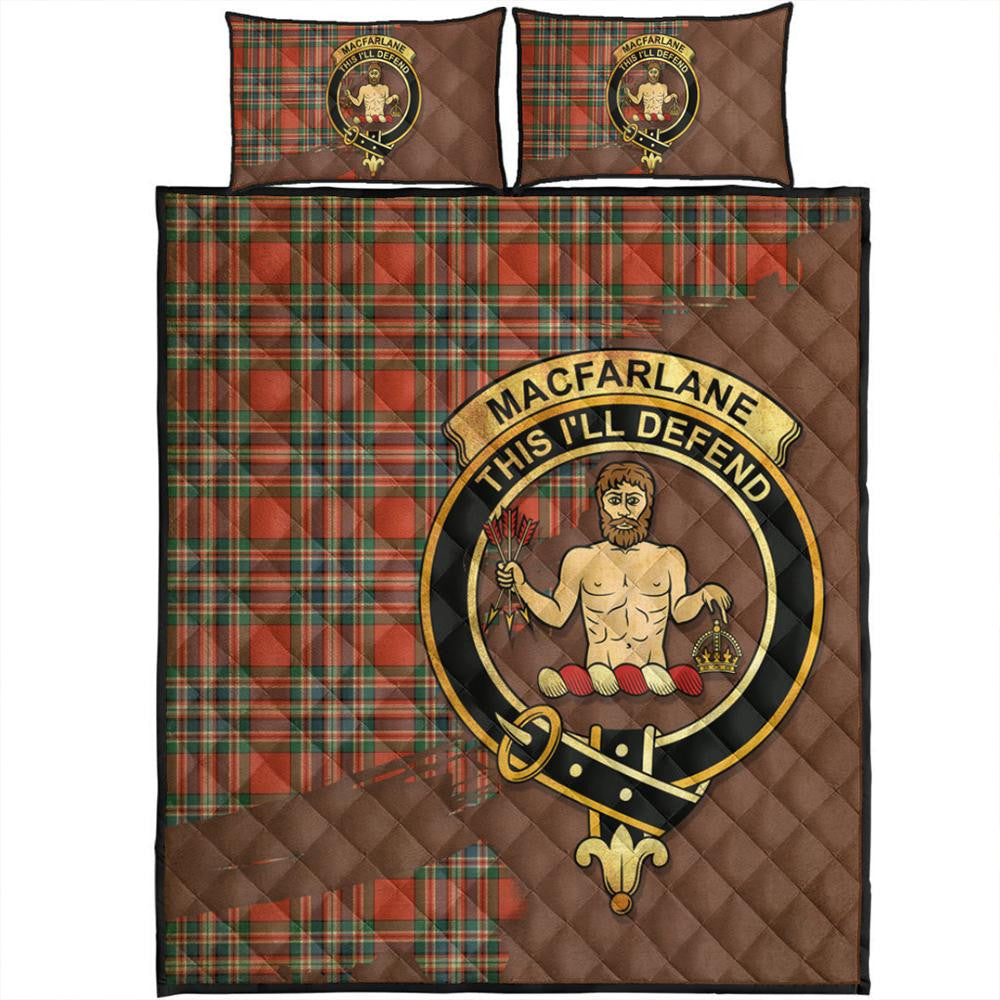 MacFarlane Ancient Tartan Crest Quilt Bed Set Oldest Style | Celticprime.com – celticprime