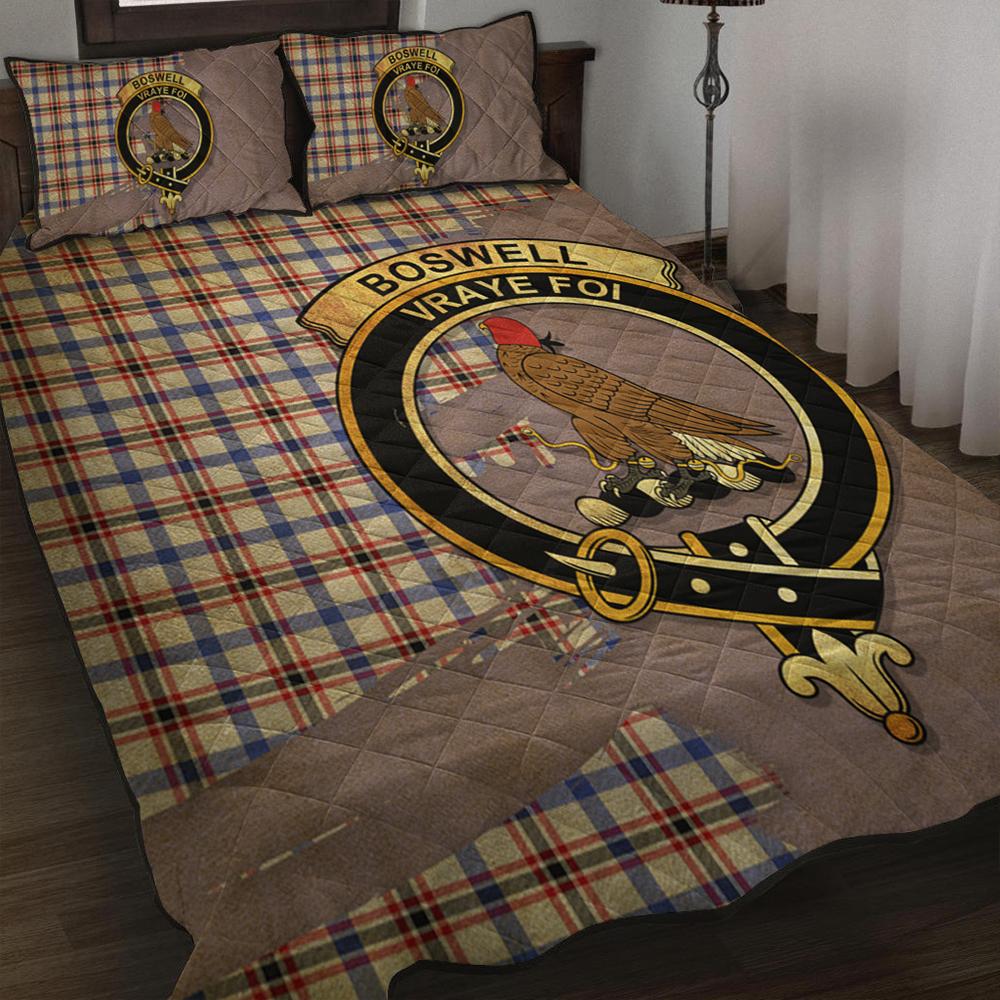 Boswell Modern Tartan Crest Quilt Bed Set Oldest Style | Celticprime.com – celticprime