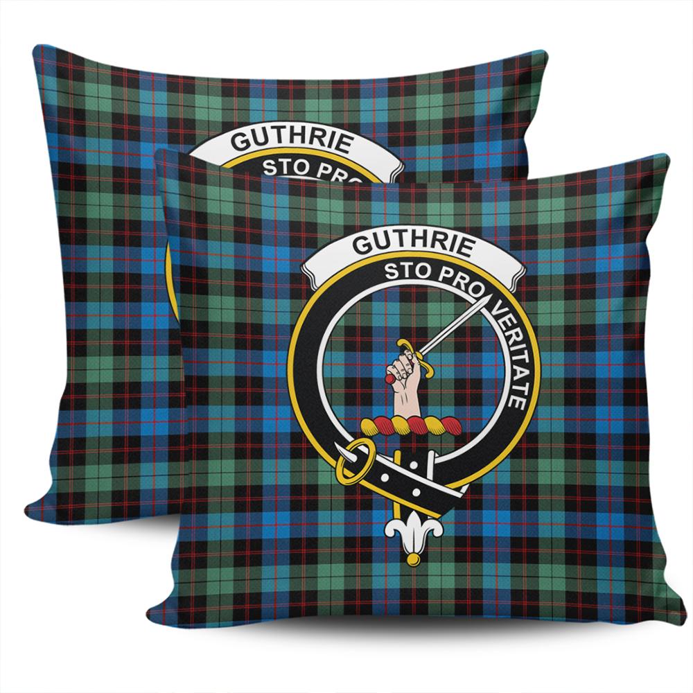 Guthrie Ancient Tartan Classic Crest Pillow Cover | Celticprime.com – celticprime