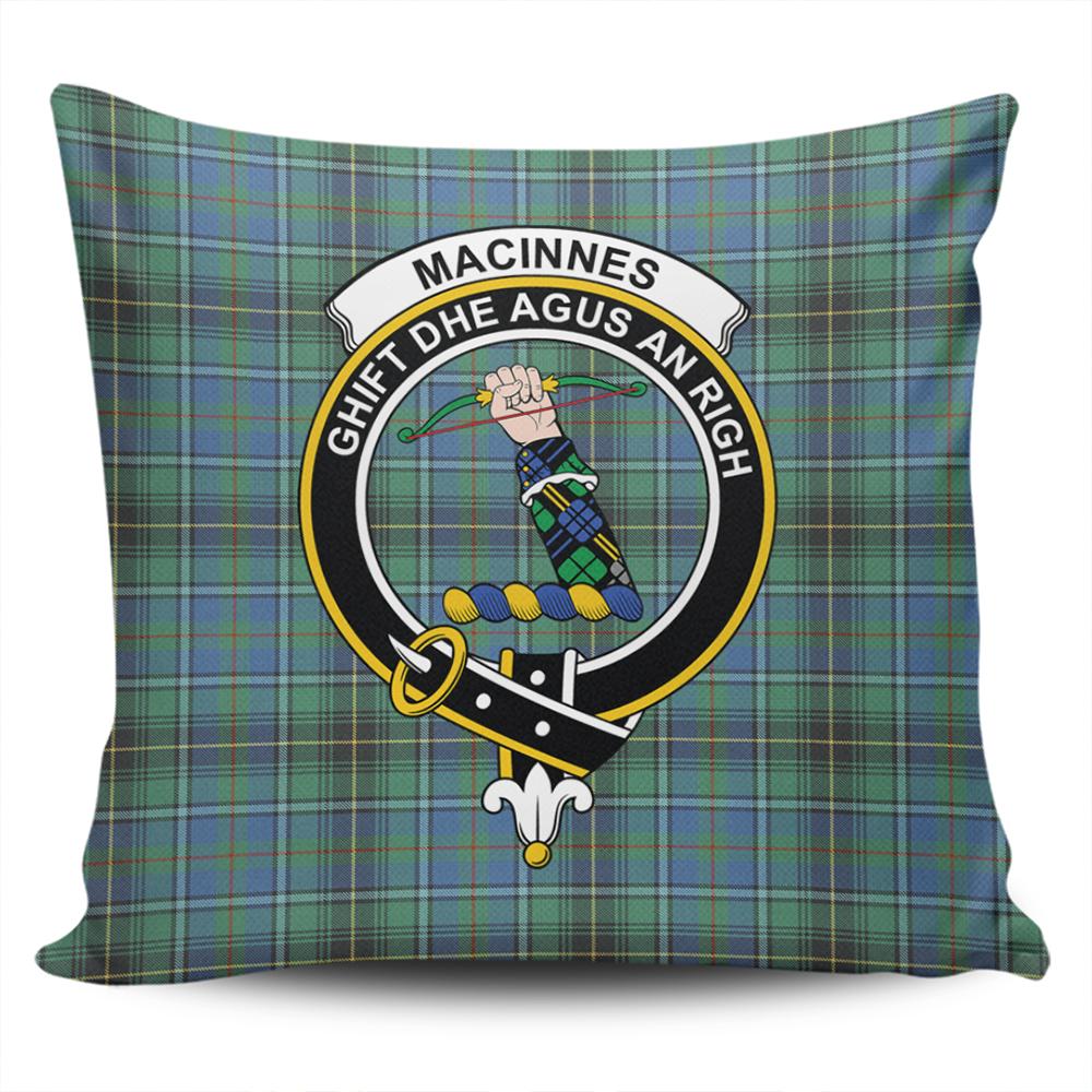 MacInnes Ancient Tartan Classic Crest Pillow Cover | Celticprime.com – celticprime