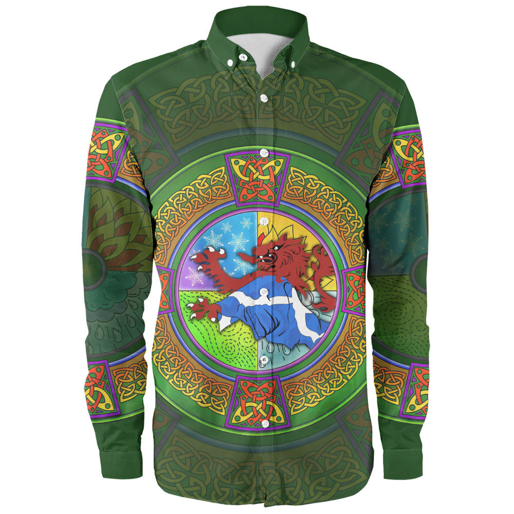 Scotland Long Sleeve Shirt Celtic Seasons Red Lion Saltire Tartan ...