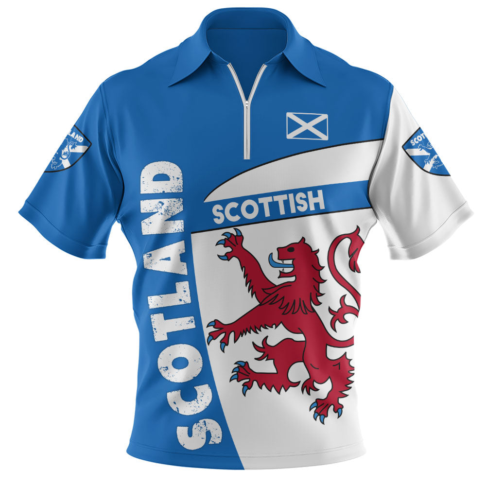 Scotland Zip Polo Shirt Heritage Lion Rampant | Canuckmaple.com ...