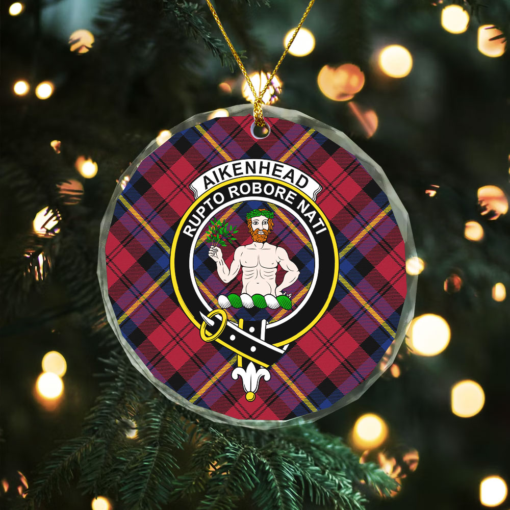 Aitken Modern Clan Badge Tartan Glass Ornament | Celticprime.com ...