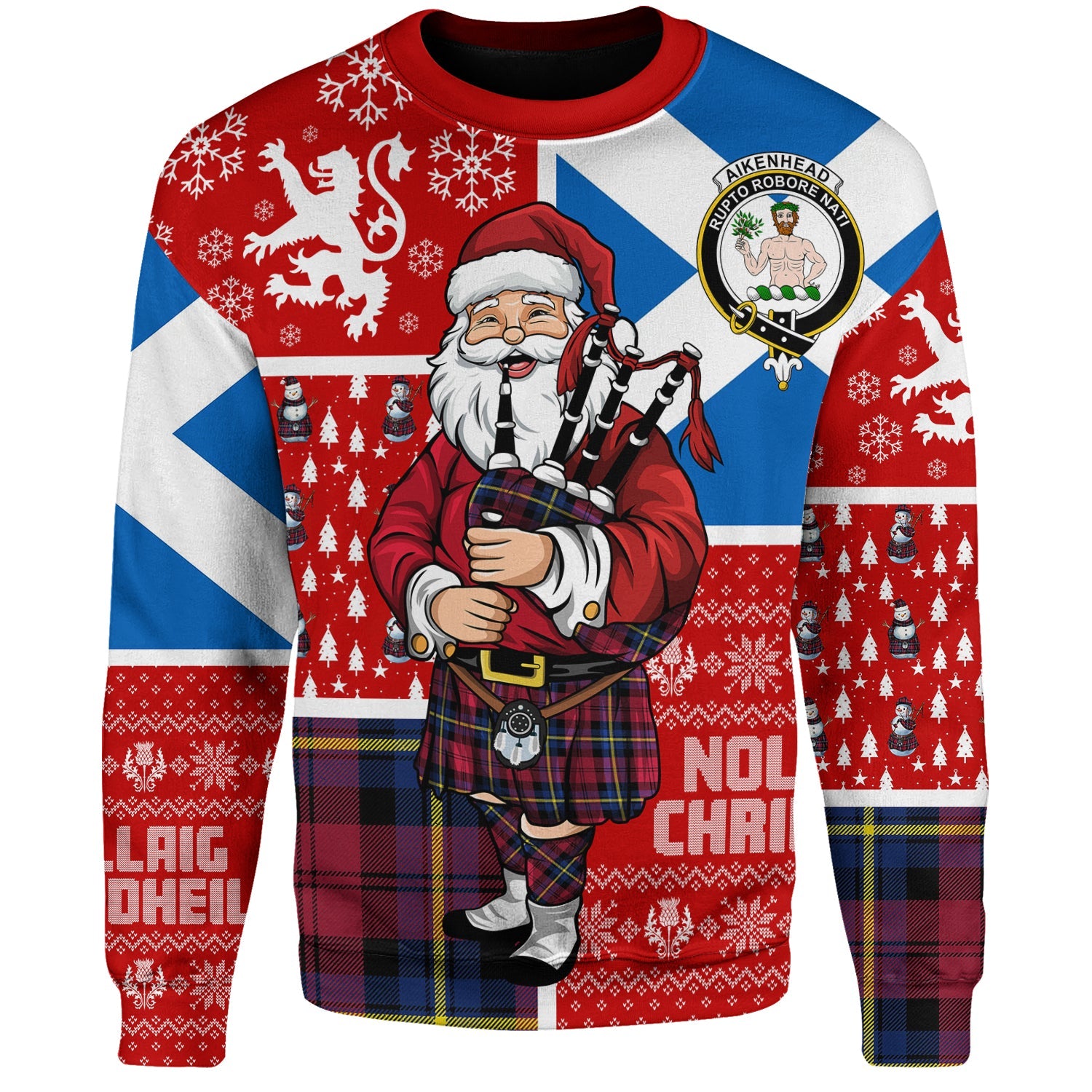 Aitken Modern Clan Badge Tartan Sweatshirt Scotland Christmas Santa ...