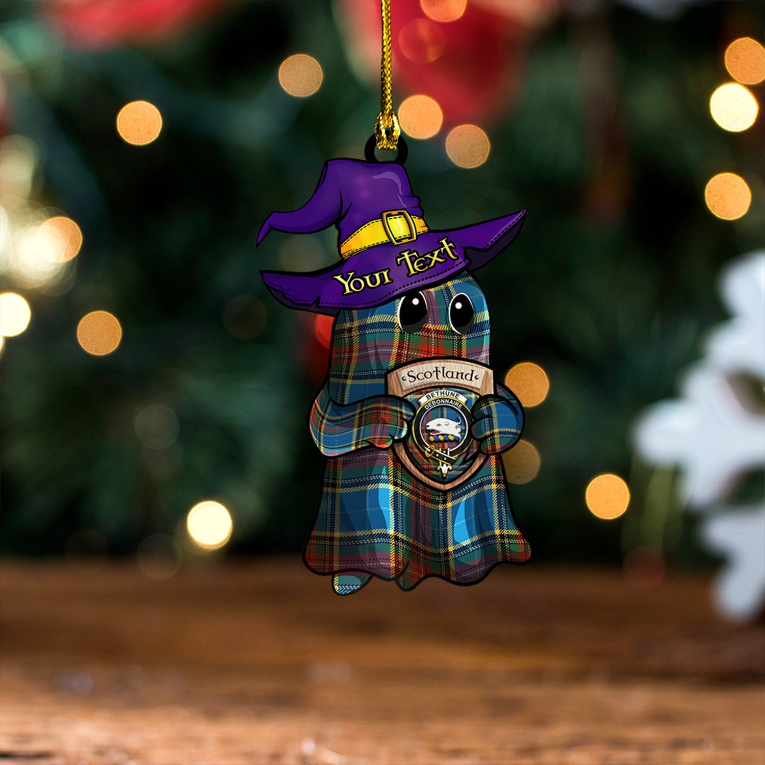 Bethune Ancient Clan Badge Tartan Wood Acrylic Ornament Halloween Ghost ...