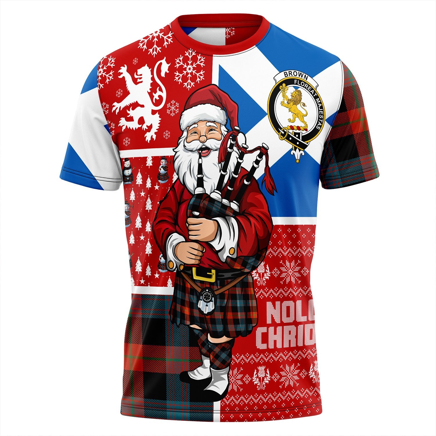 Brown (Broun) Ancient Clan Badge Tartan T-Shirt Scotland Christmas ...