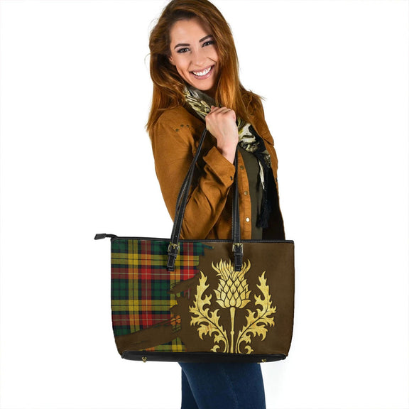 Buchanan Modern Tartan Leather Tote Bag Thistle Oldest Style ...