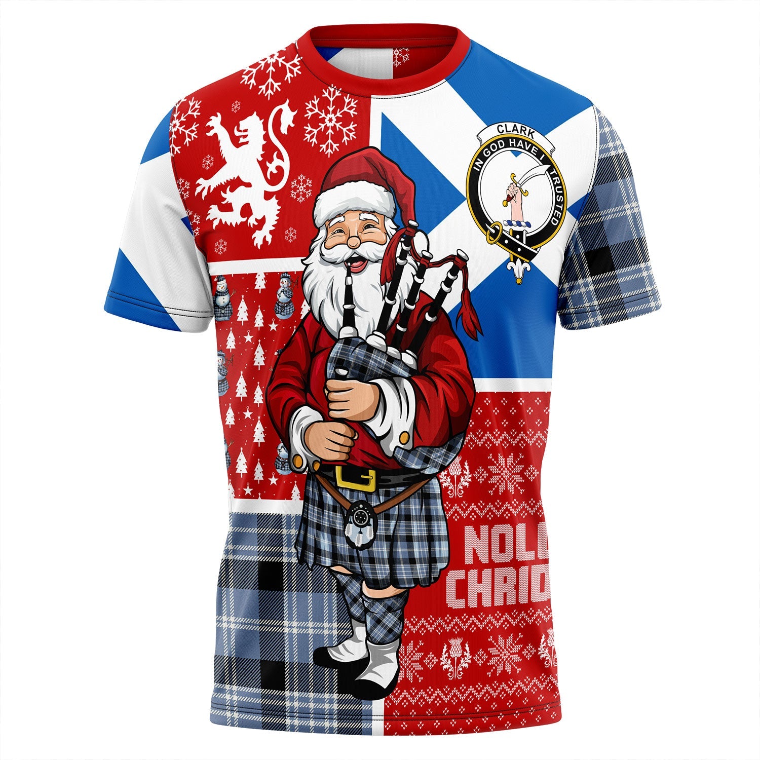 Clark Ancient Clan Badge Tartan T-Shirt Scotland Christmas Santa ...