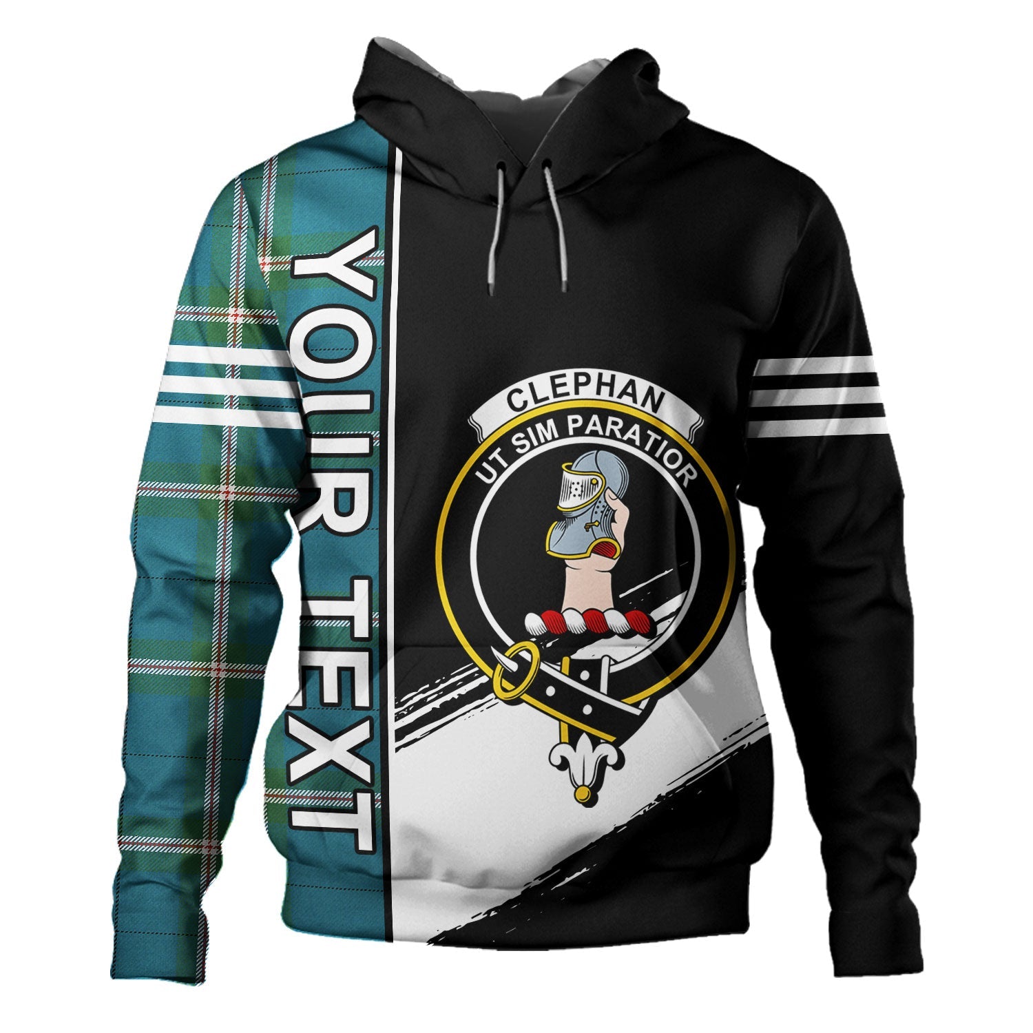 Cleland Ancient Clan Badge Tartan Hoodie Quarter Style Personalized ...