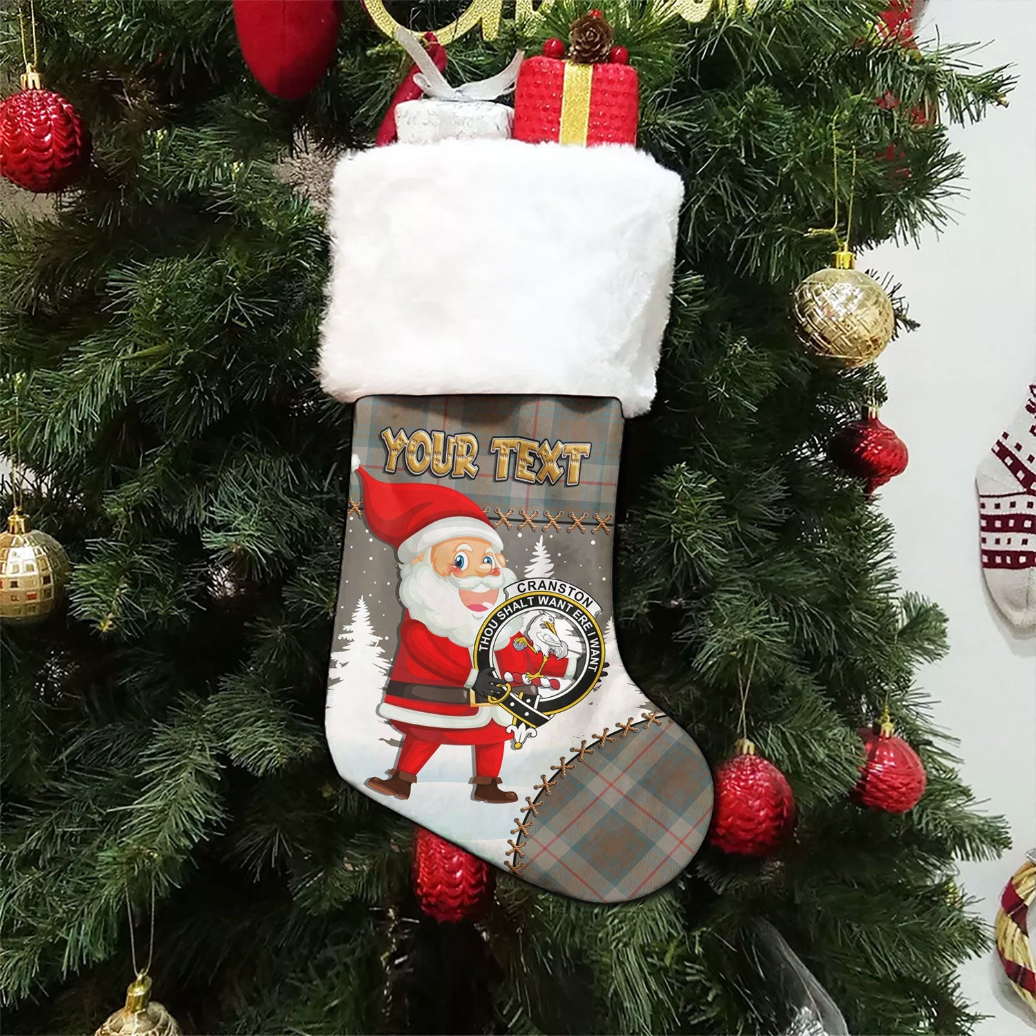 Cranston Weathered Clan Badge Tartan Christmas Stocking Holiday ...