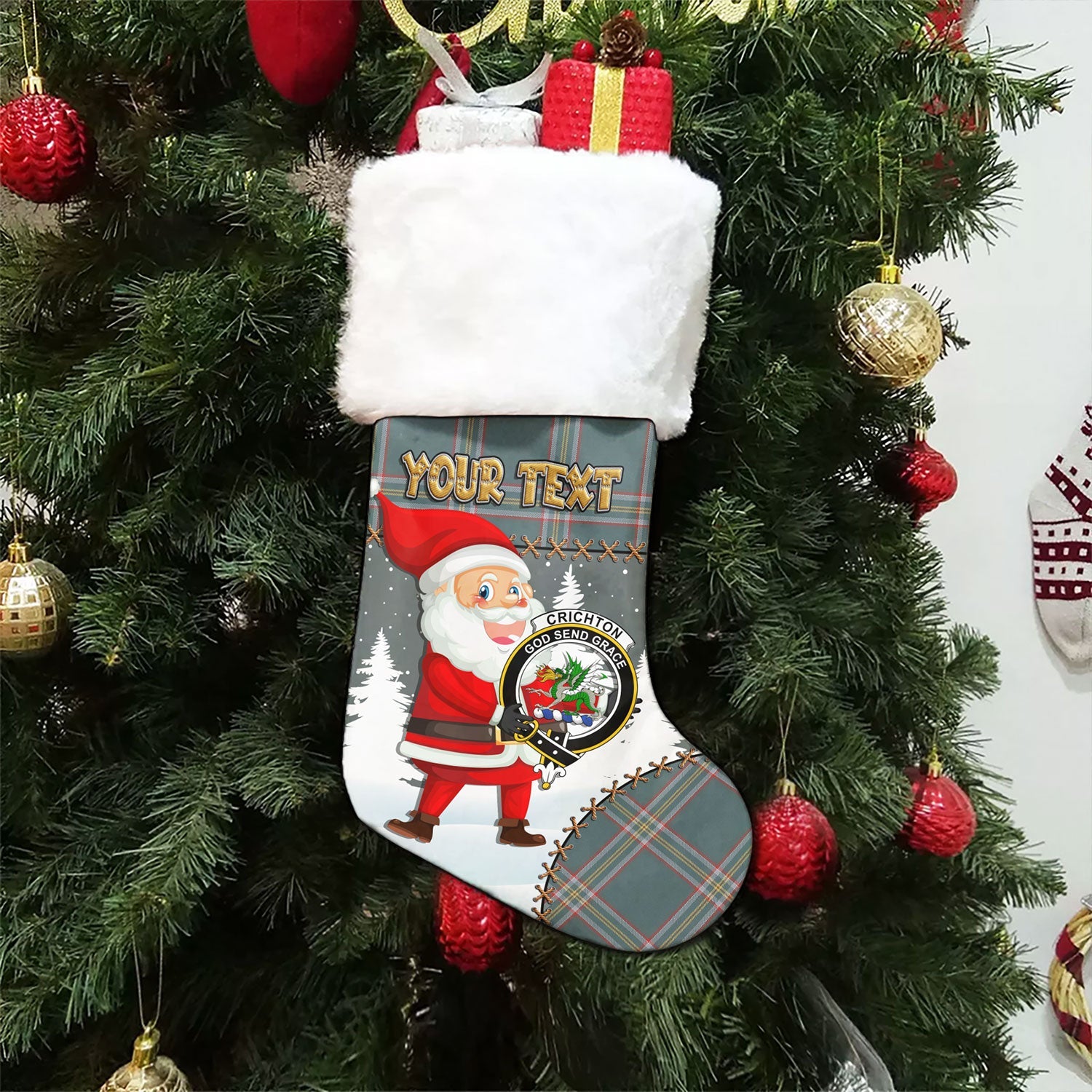 Crichton (Creighton) Weathered Clan Badge Tartan Christmas Stocking ...
