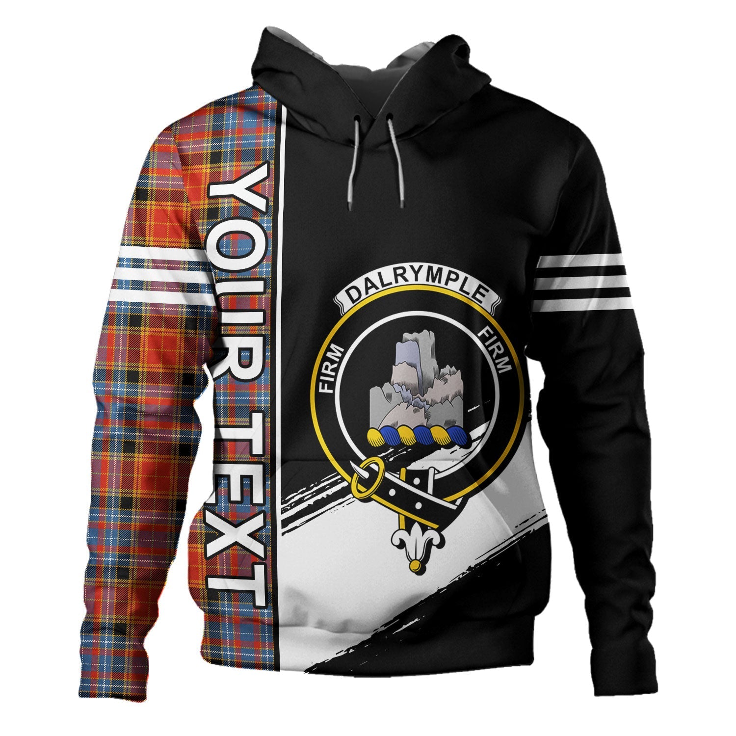 Dalrymple of Castleton Ancient Clan Badge Tartan Hoodie Quarter Style ...
