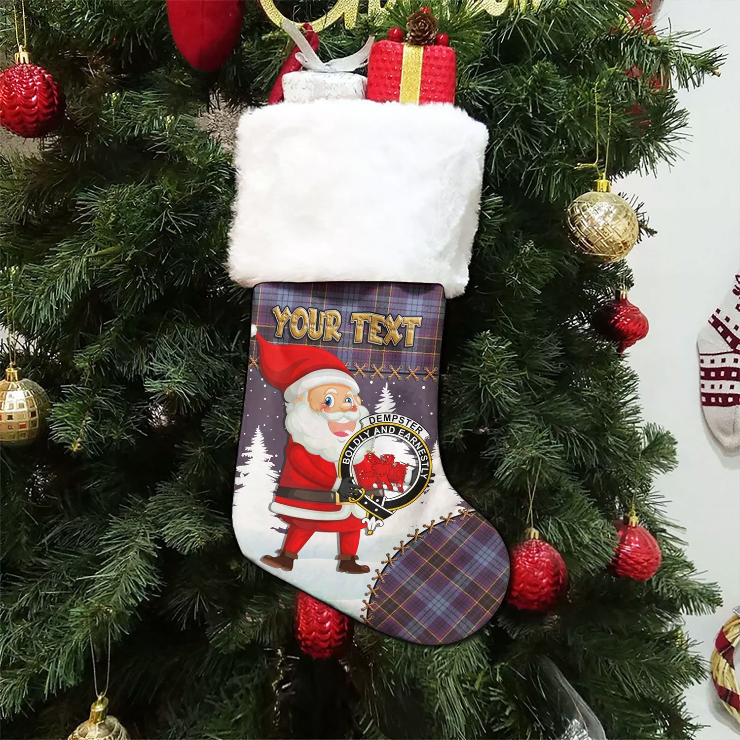 Dempster Weathered Clan Badge Tartan Christmas Stocking Holiday ...
