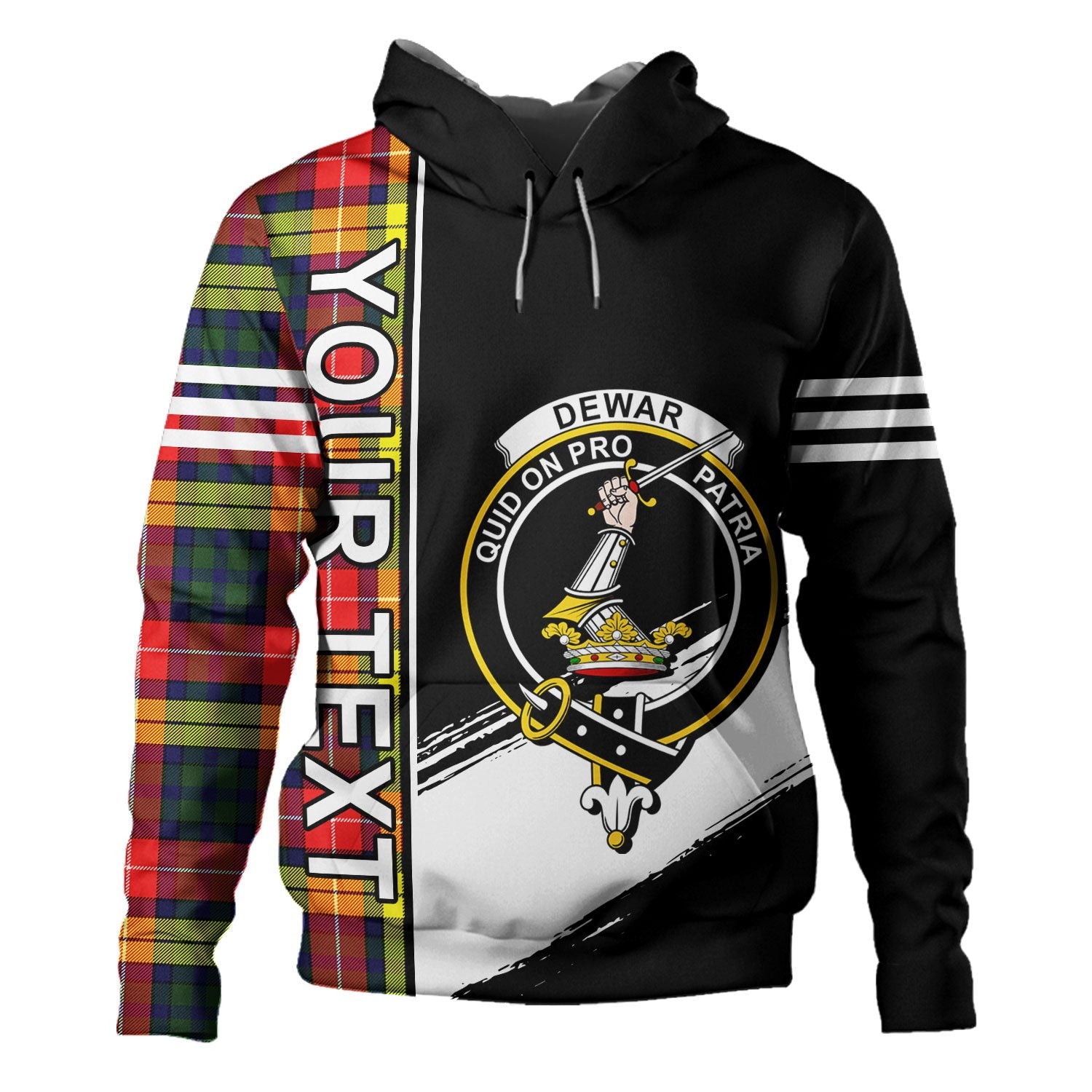 Dewar Clan Badge Tartan Hoodie Quarter Style Personalized | Celticprime ...