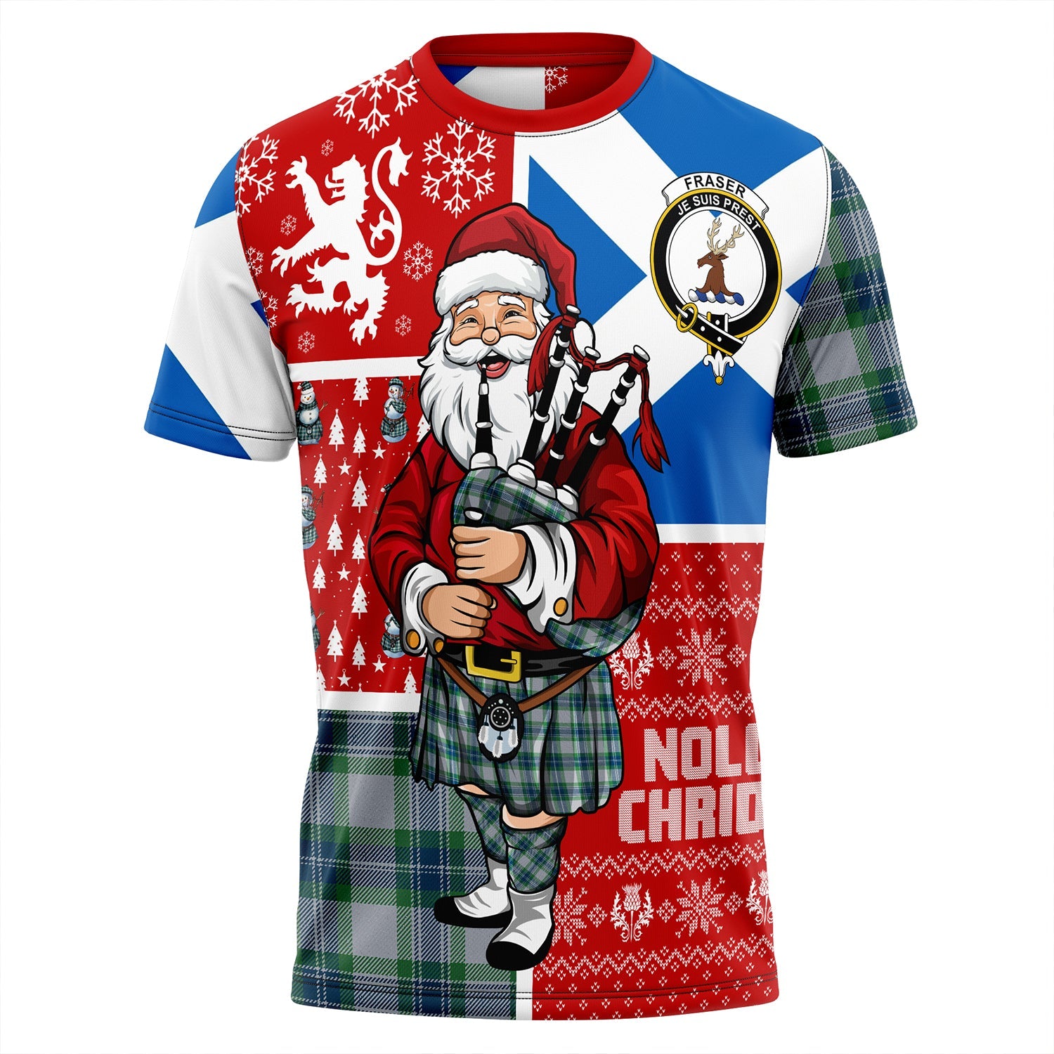 Fraser Arisaid Green Clan Badge Tartan T-Shirt Scotland Christmas Santa ...