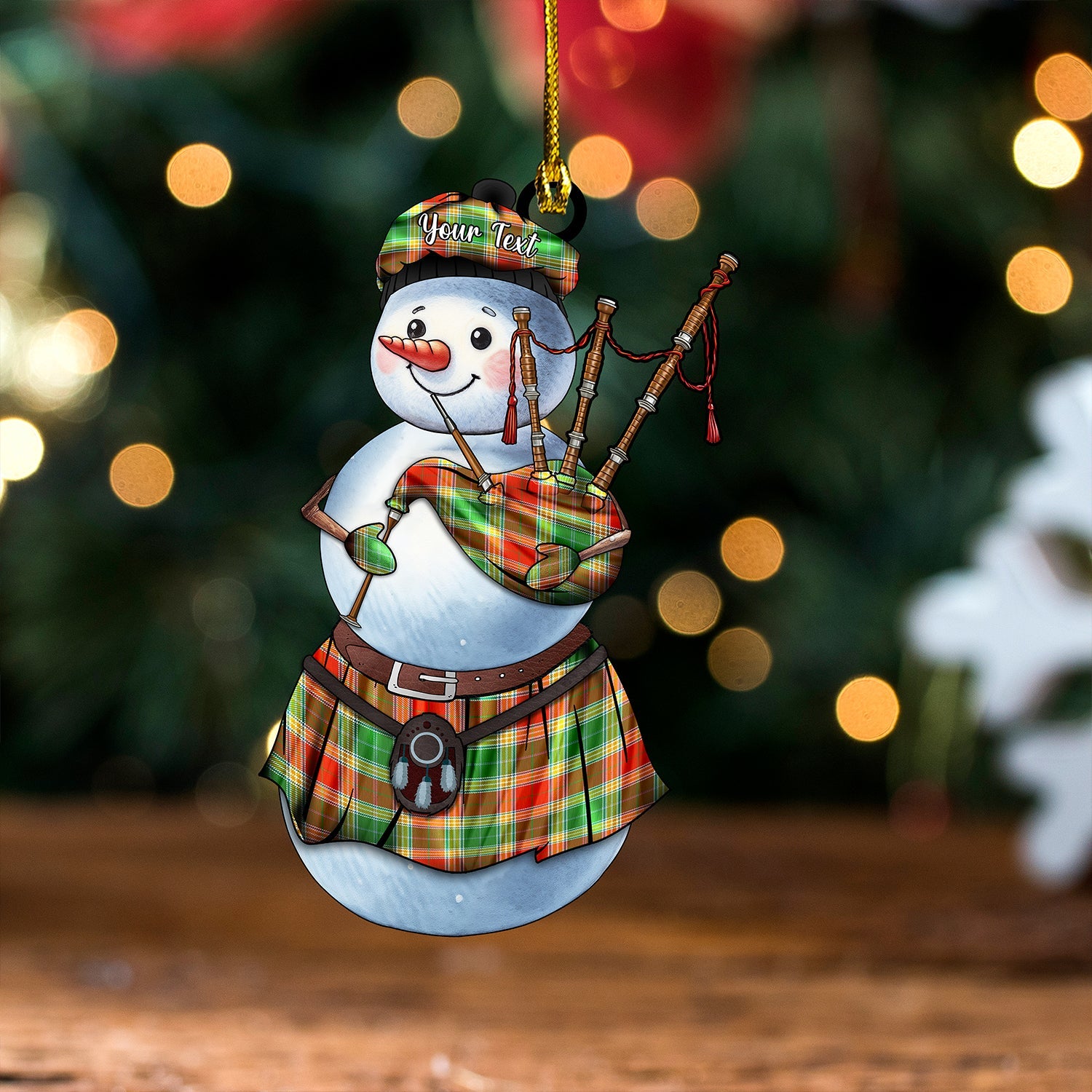 Gibson (Gibbs) Ancient Clan Badge Tartan Wood Acrylic Ornament Snowman ...