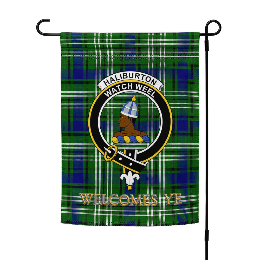 Haliburton Clan Badge Tartan Garden Flag | Celticprime.com – celticprime
