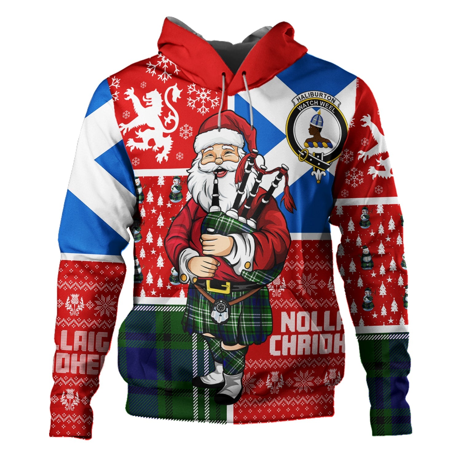 Haliburton Clan Badge Tartan Hoodie Scotland Christmas Santa ...