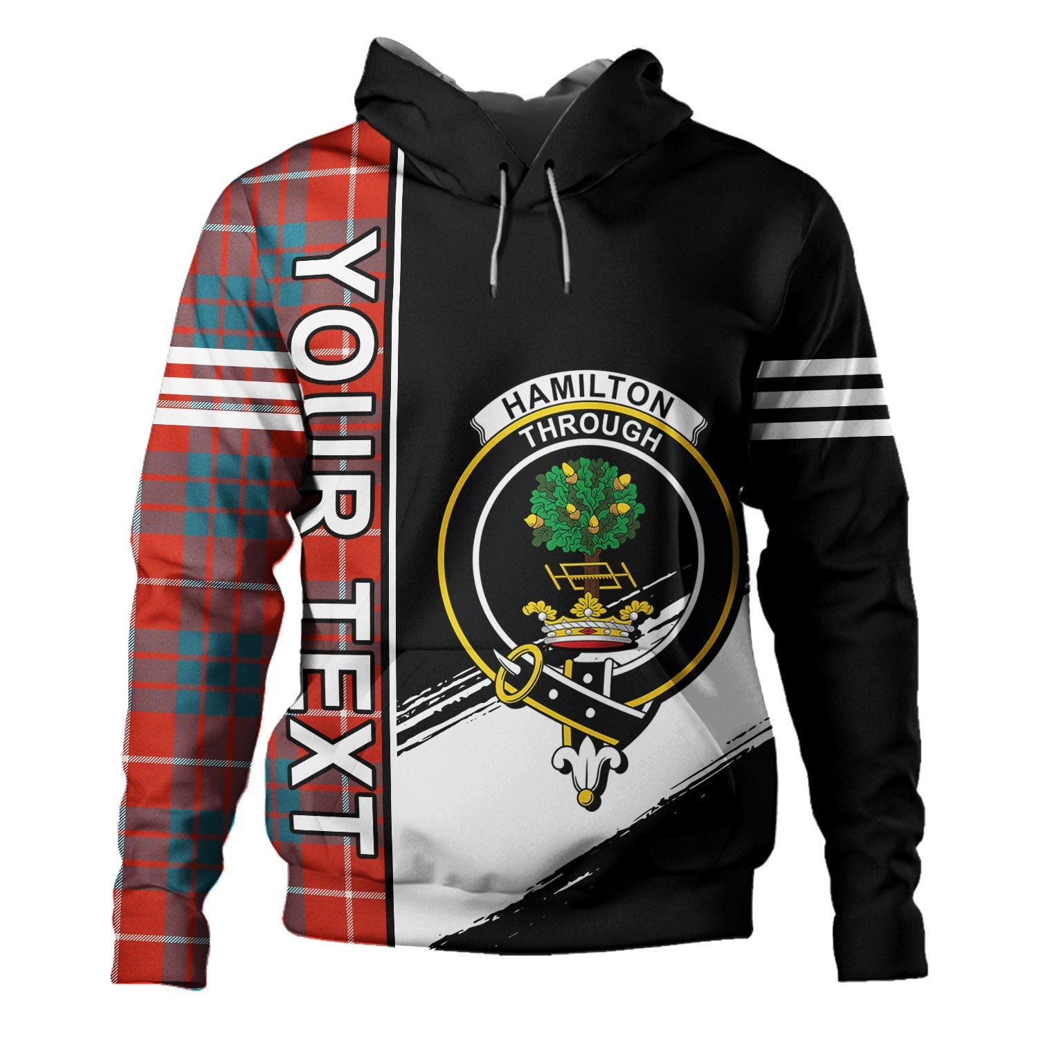 Hamilton Ancient Clan Badge Tartan Hoodie Quarter Style Personalized ...