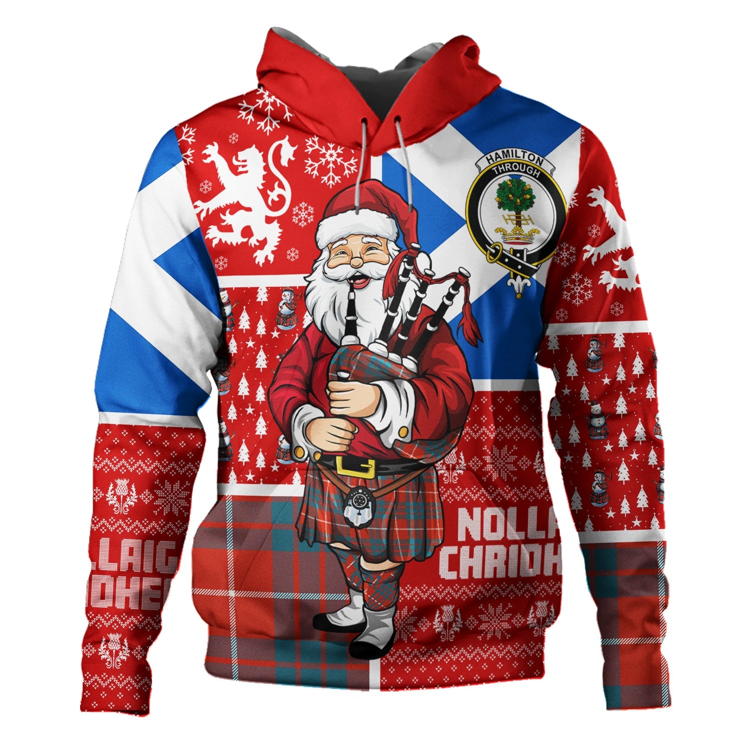 Hamilton Ancient Clan Badge Tartan Hoodie Scotland Christmas Santa ...