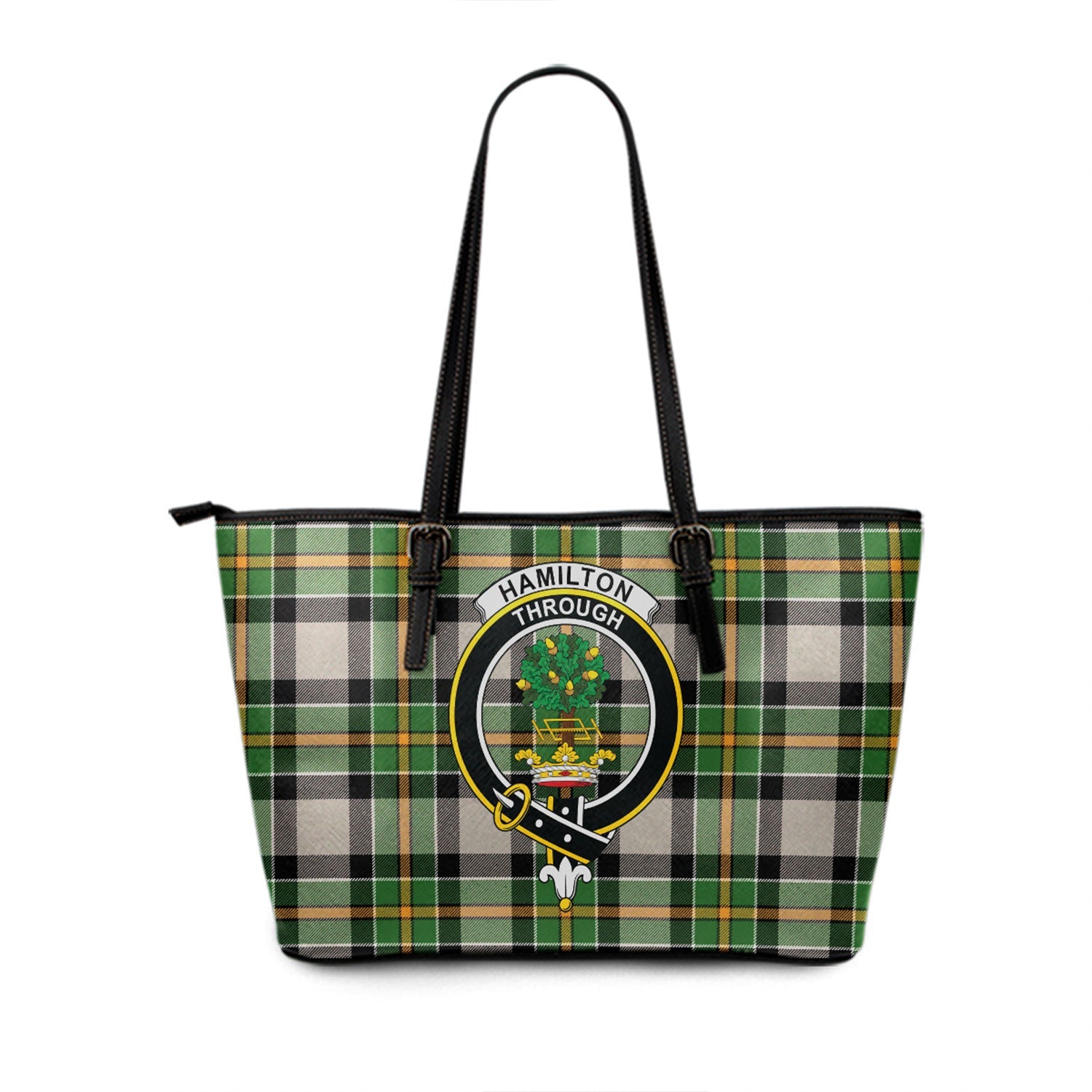 Hamilton of Brandon Ancient Clan Badge Tartan Leather Tote Bag ...