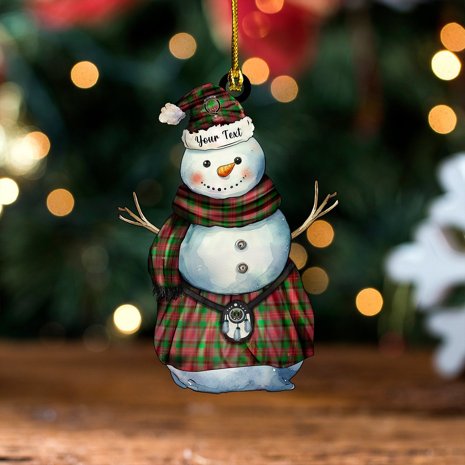 Leighton Ancient Clan Badge Tartan Wood Acrylic Ornament Snowman ...