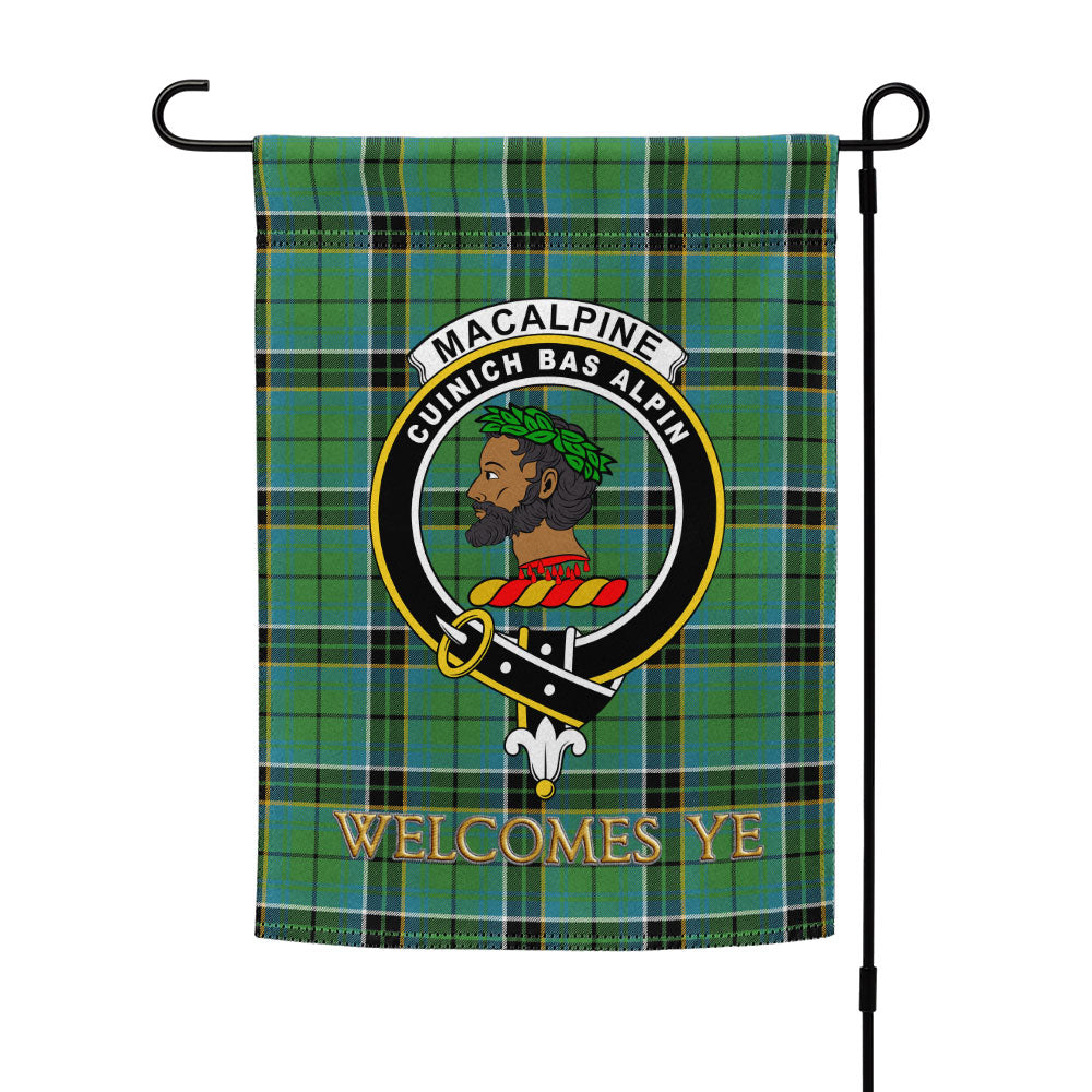 MacAlpine Ancient Clan Badge Tartan Garden Flag | Celticprime.com ...