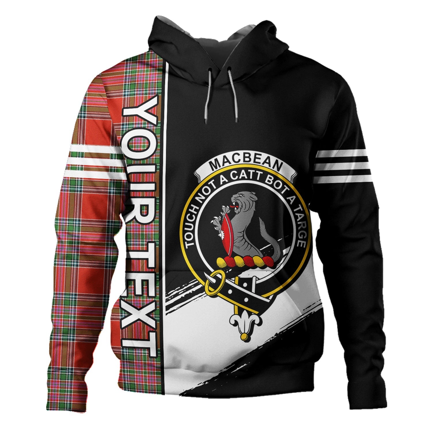 MacBean (MacBain) Ancient Clan Badge Tartan Hoodie Quarter Style ...