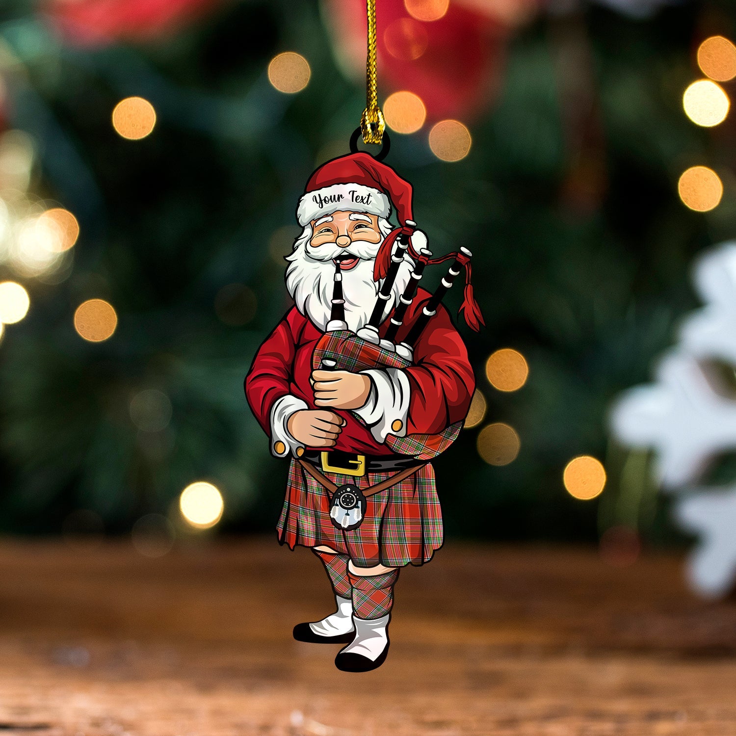MacBean (MacBain) Ancient Clan Badge Tartan Wood Acrylic Ornament Santa ...