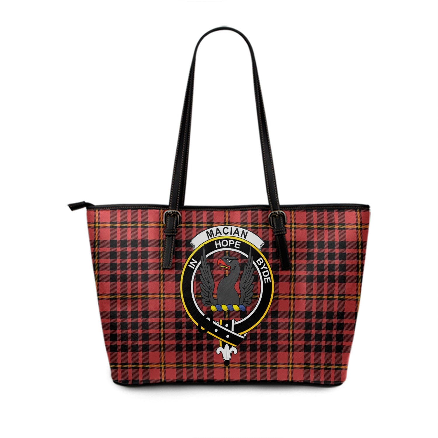 MacIan Ancient Clan Badge Tartan Leather Tote Bag | Celticprime.com ...