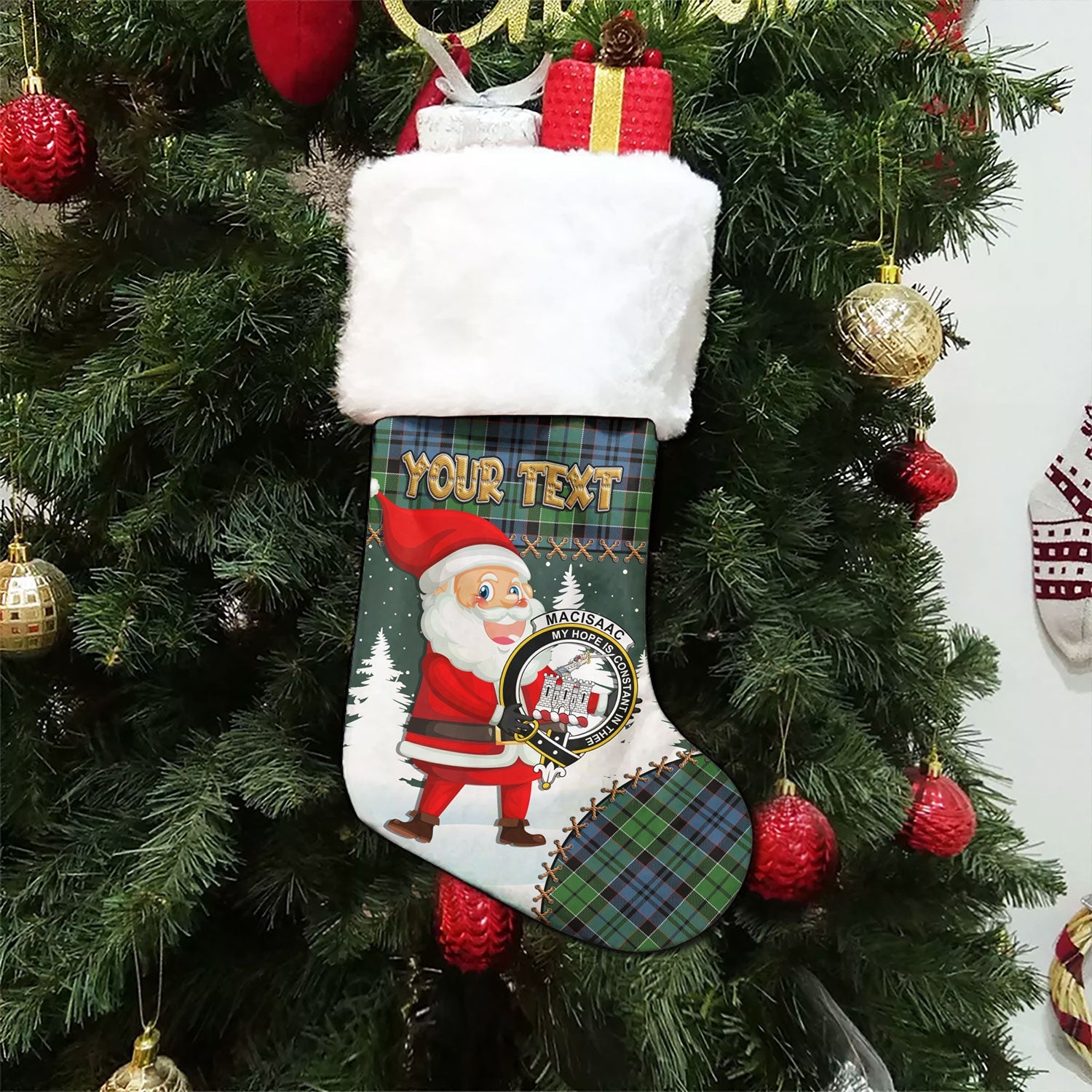 MacIsaac Modern Clan Badge Tartan Christmas Stocking Holiday Blessings ...