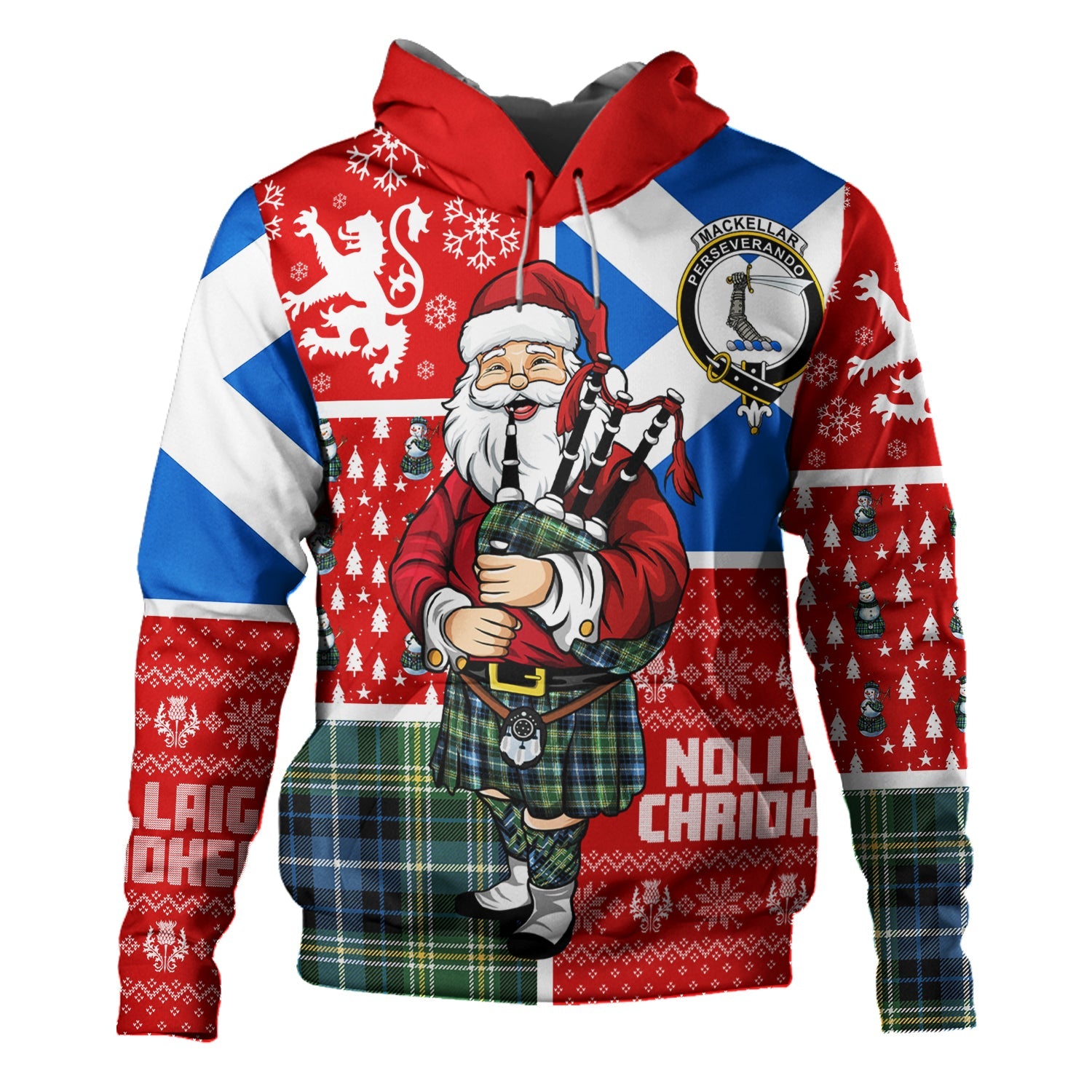 MacKellar Ancient Clan Badge Tartan Hoodie Scotland Christmas Santa ...