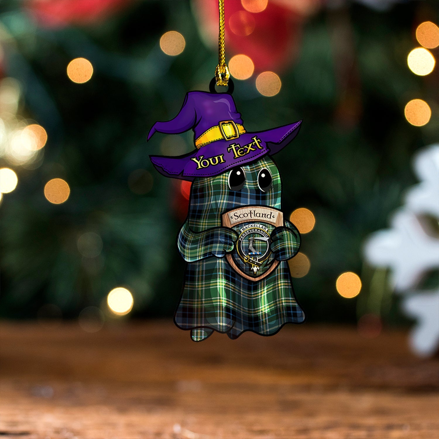 MacKellar Ancient Clan Badge Tartan Wood Acrylic Ornament Halloween ...