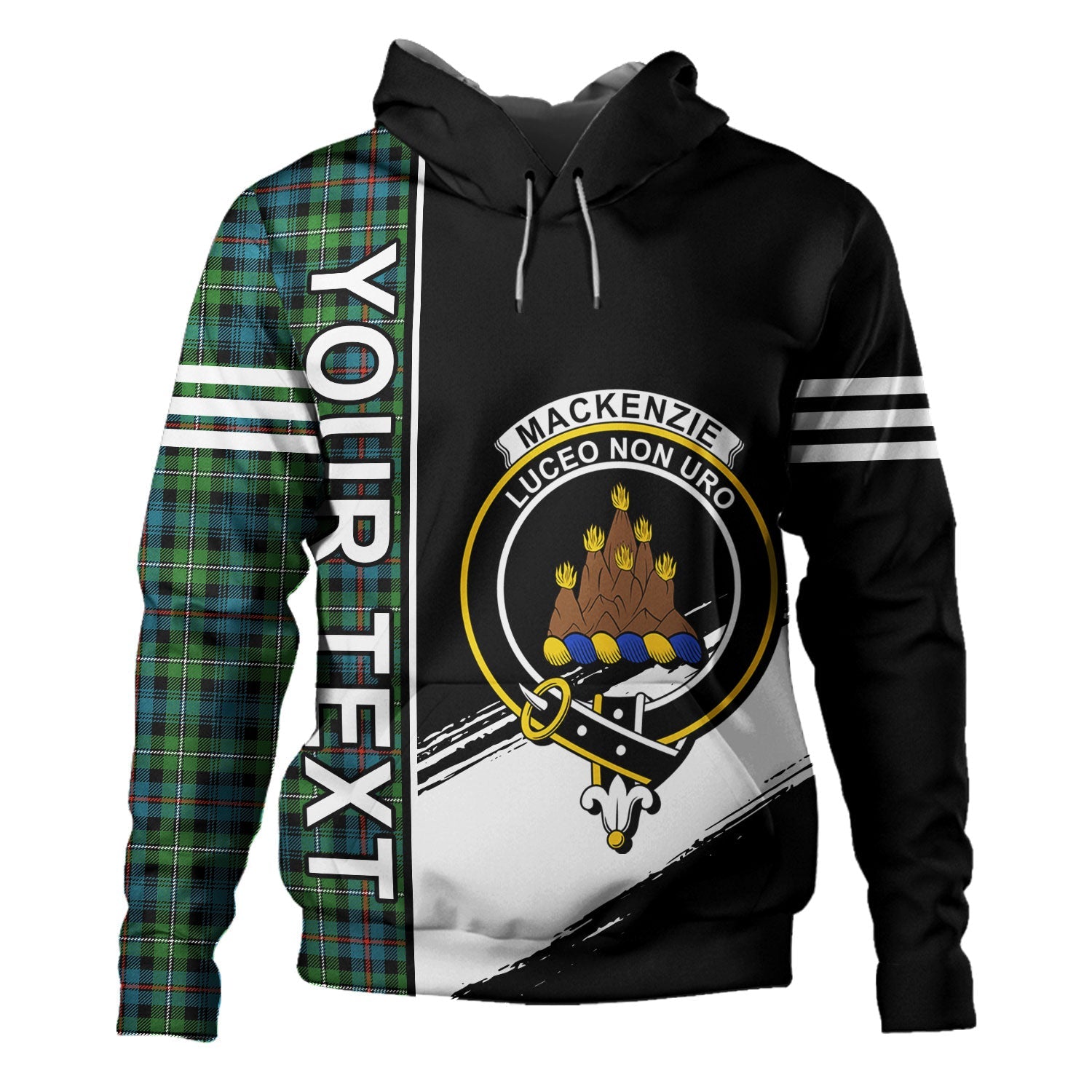 MacKenzie Ancient Clan Badge Tartan Hoodie Quarter Style Personalized ...