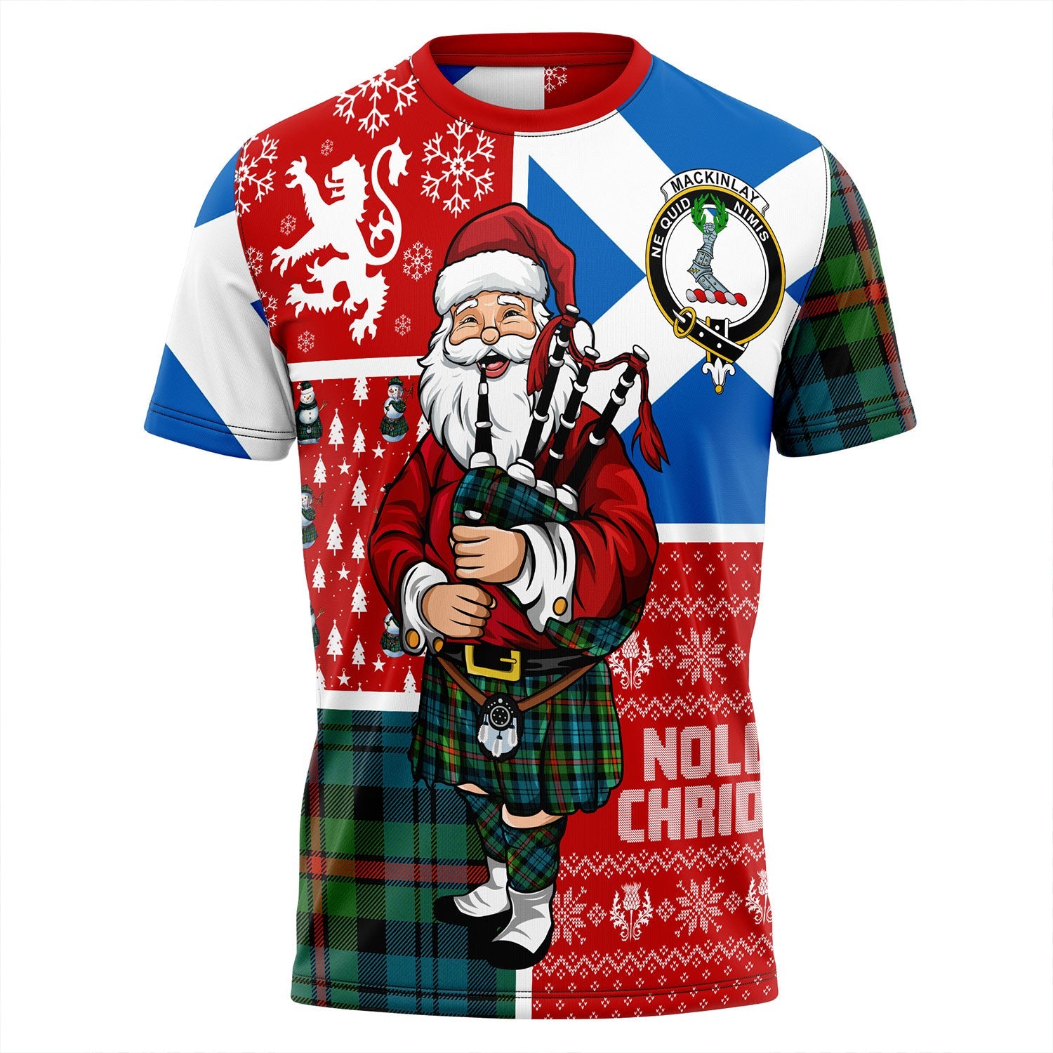 MacKinlay Ancient Clan Badge Tartan T-Shirt Scotland Christmas Santa ...
