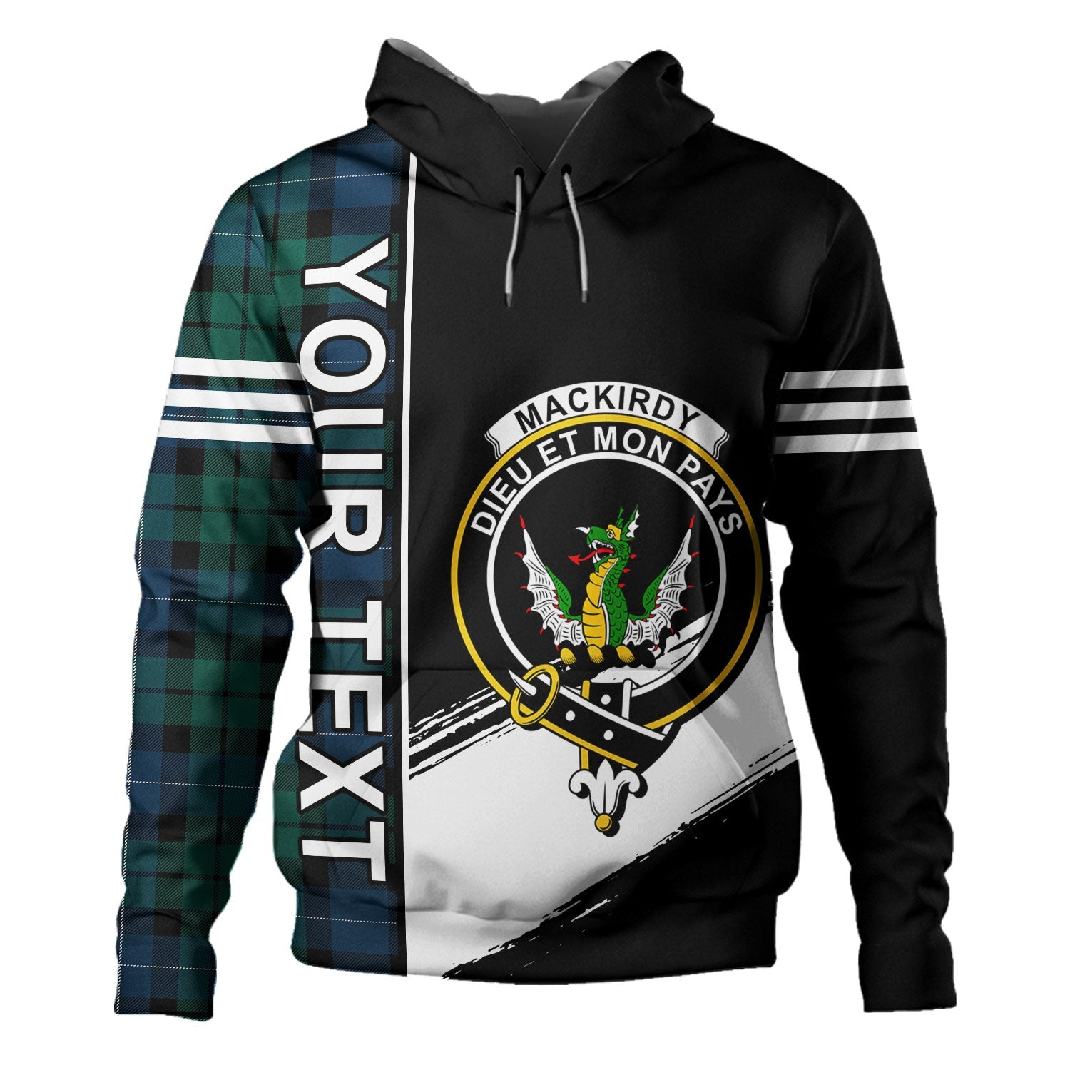 MacKirdy Modern Clan Badge Tartan Hoodie Quarter Style Personalized ...