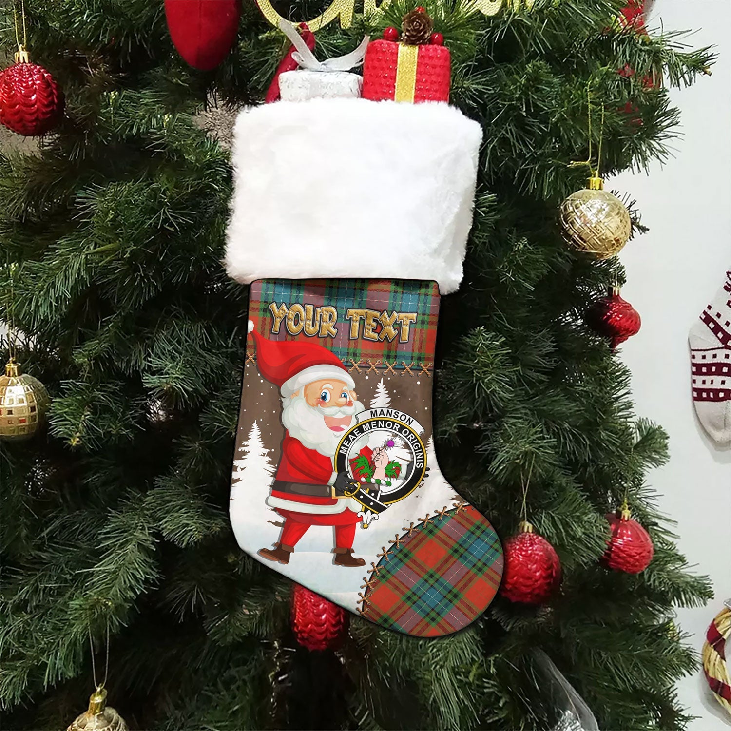 Manson Ancient Clan Badge Tartan Christmas Stocking Holiday Blessings ...