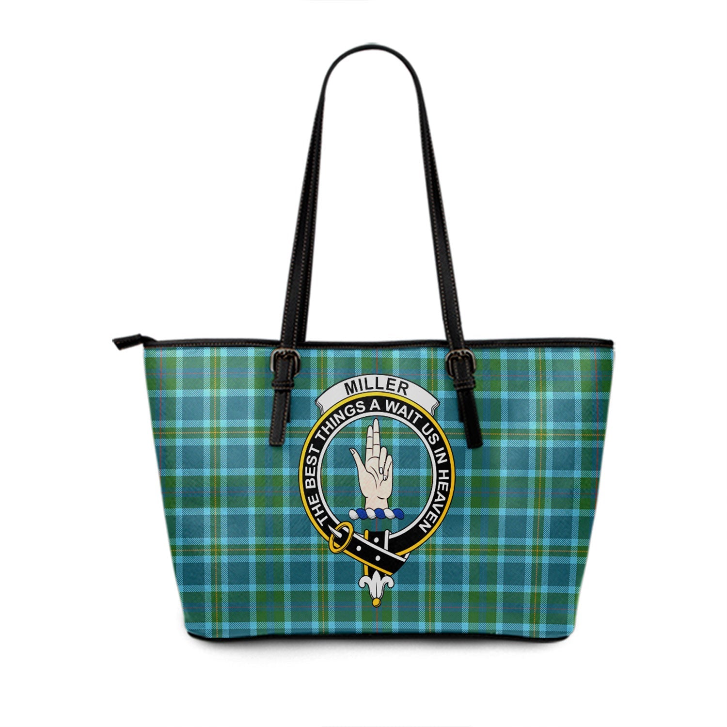 Miller Ancient Clan Badge Tartan Leather Tote Bag | Celticprime.com ...