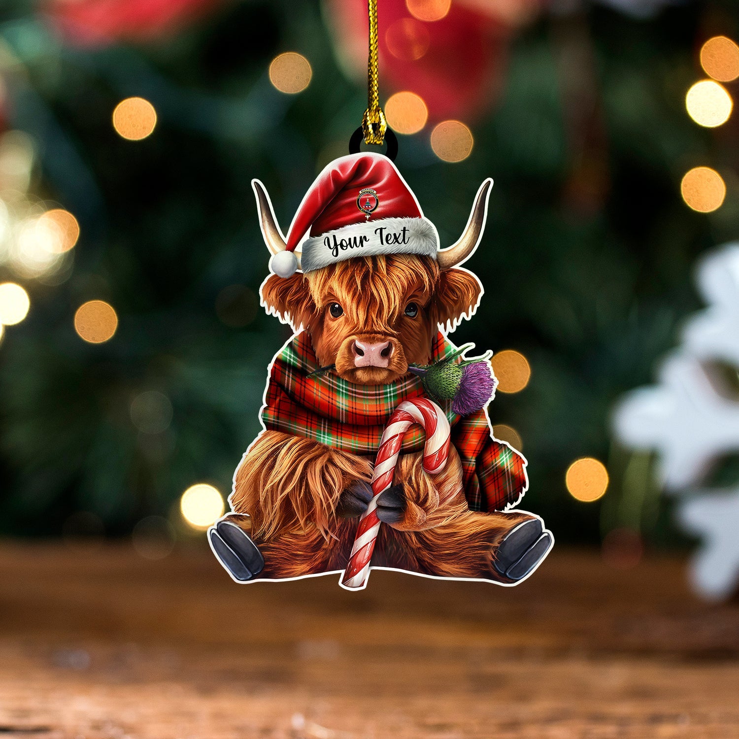 Morrison Ancient Clan Badge Tartan Wood Acrylic Ornament Highland Cow ...