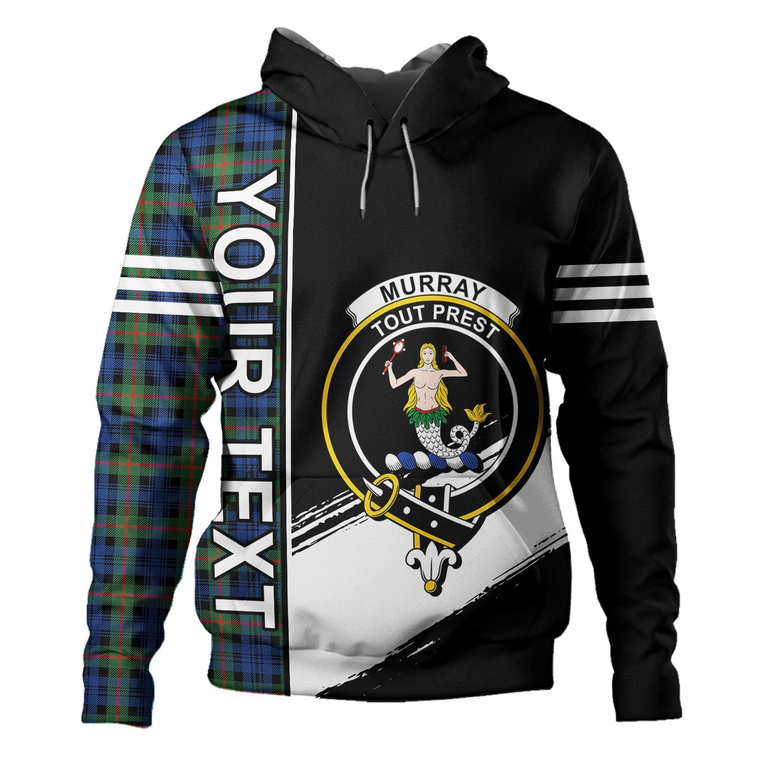 Murray Modern Clan Badge Tartan Hoodie Quarter Style Personalized ...