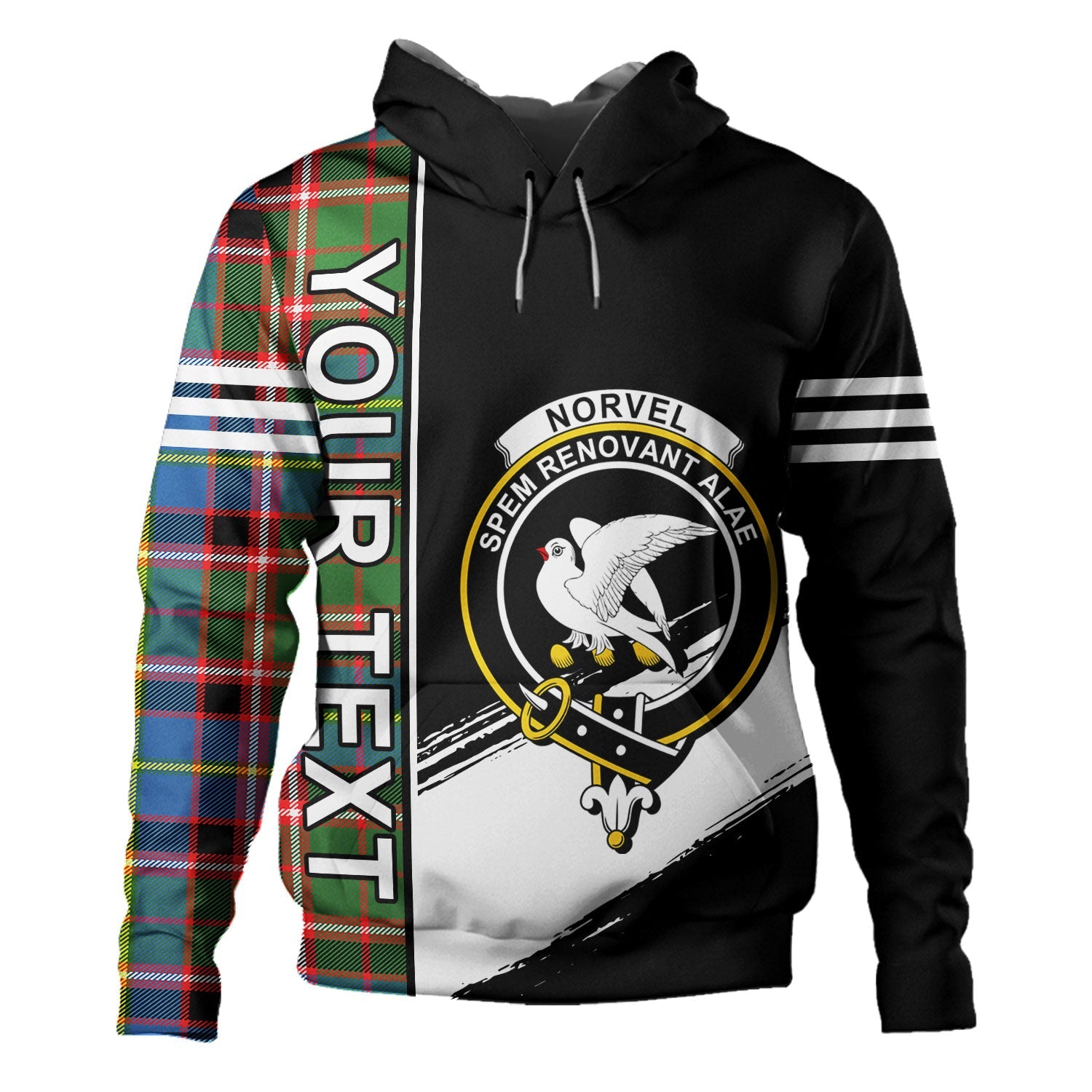 Norvel Clan Badge Tartan Hoodie Quarter Style Personalized ...