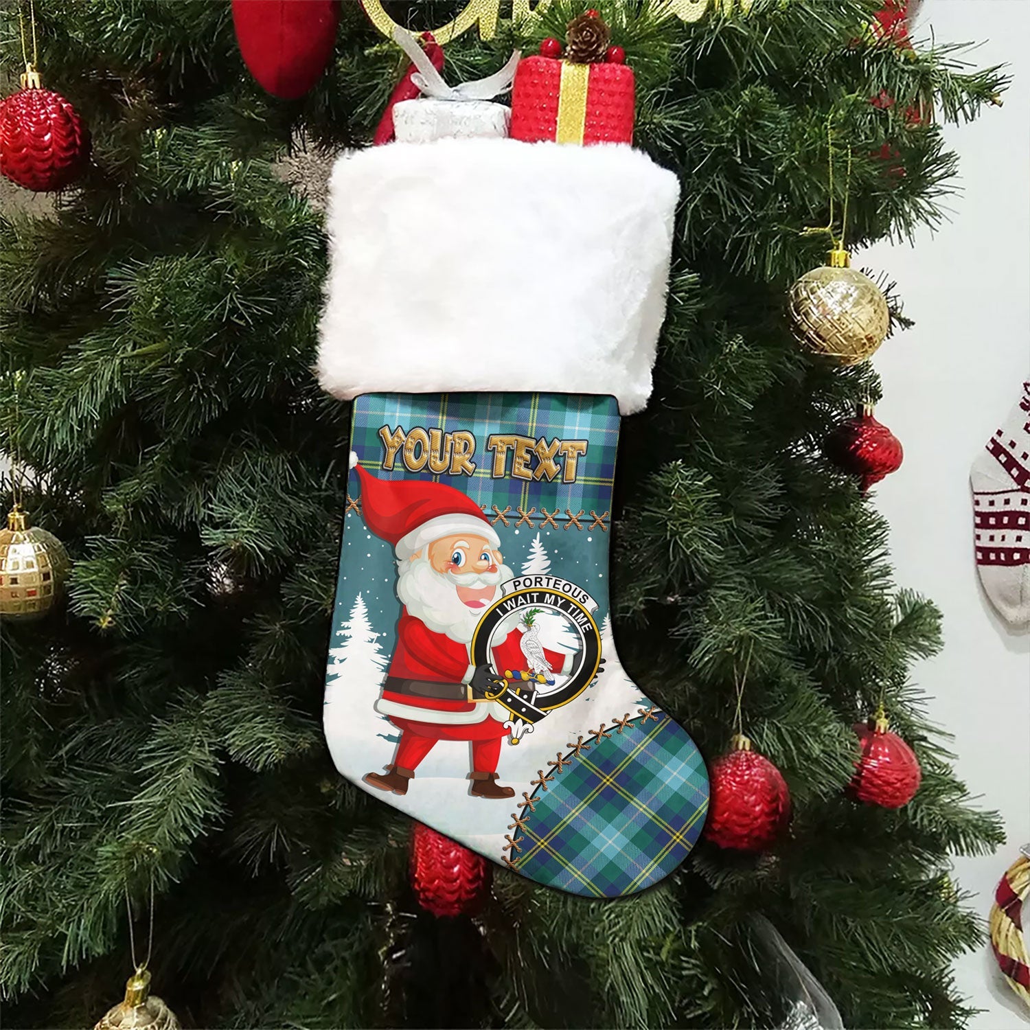Porteous Modern Clan Badge Tartan Christmas Stocking Holiday Blessings ...