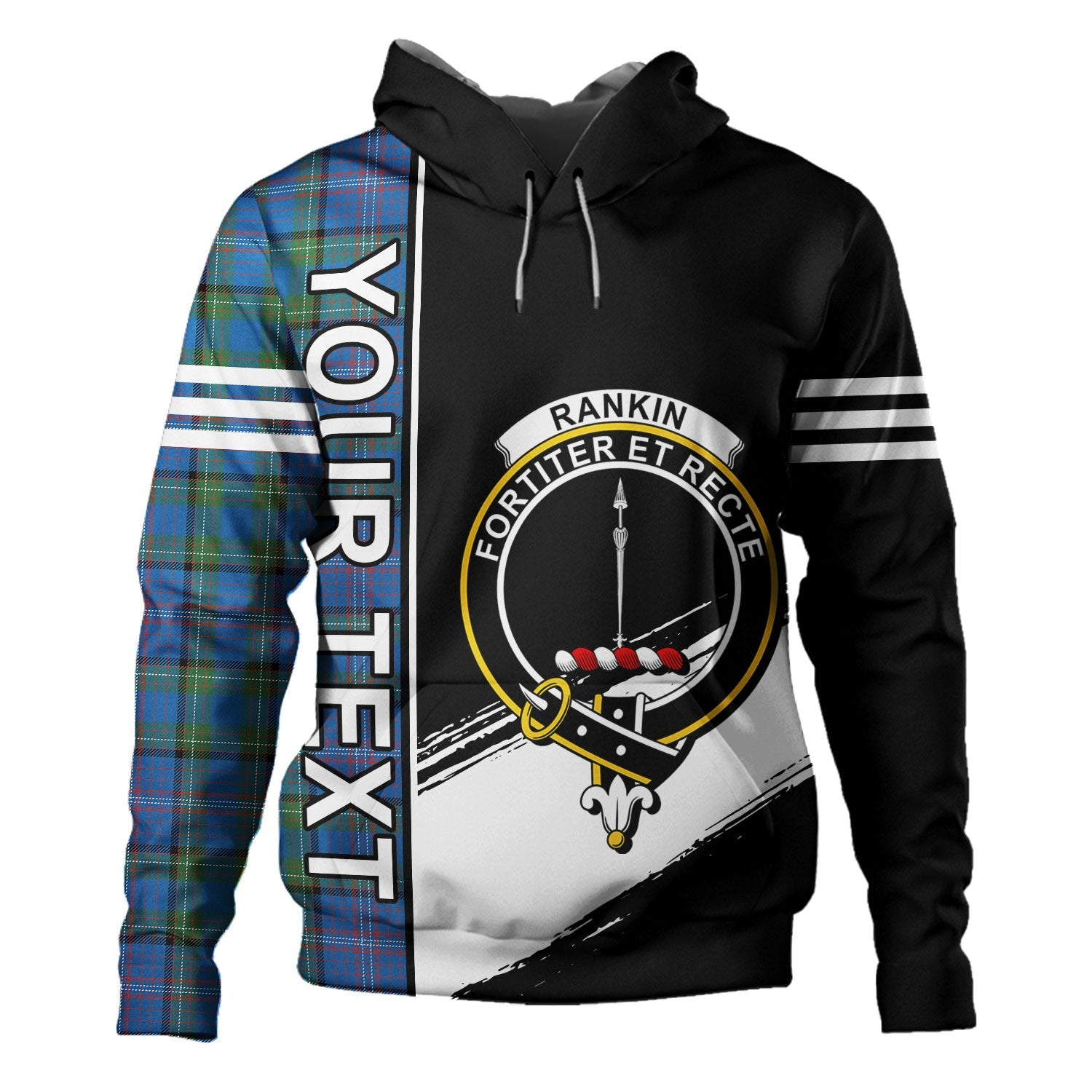 Rankin Ancient Clan Badge Tartan Hoodie Quarter Style Personalized ...