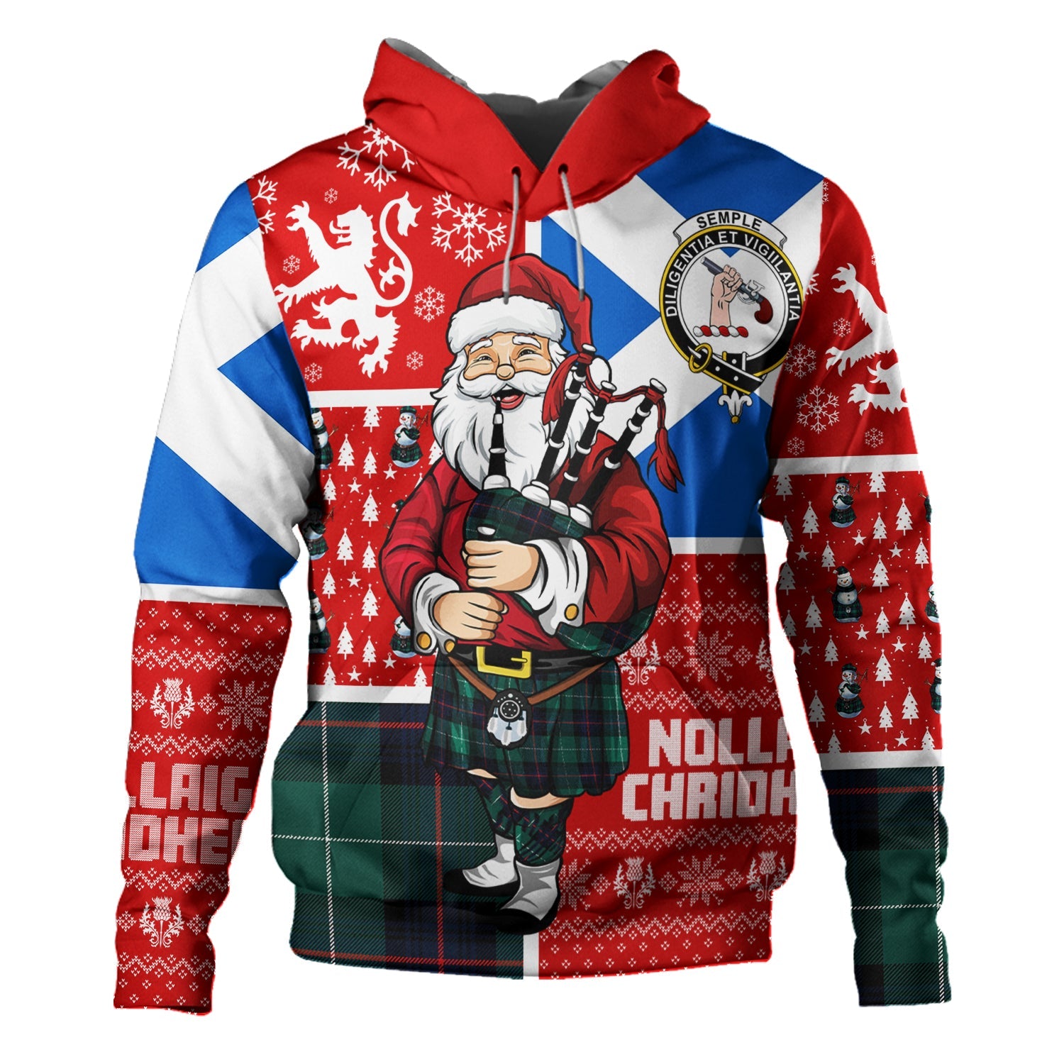 Semple Modern Clan Badge Tartan Hoodie Scotland Christmas Santa ...