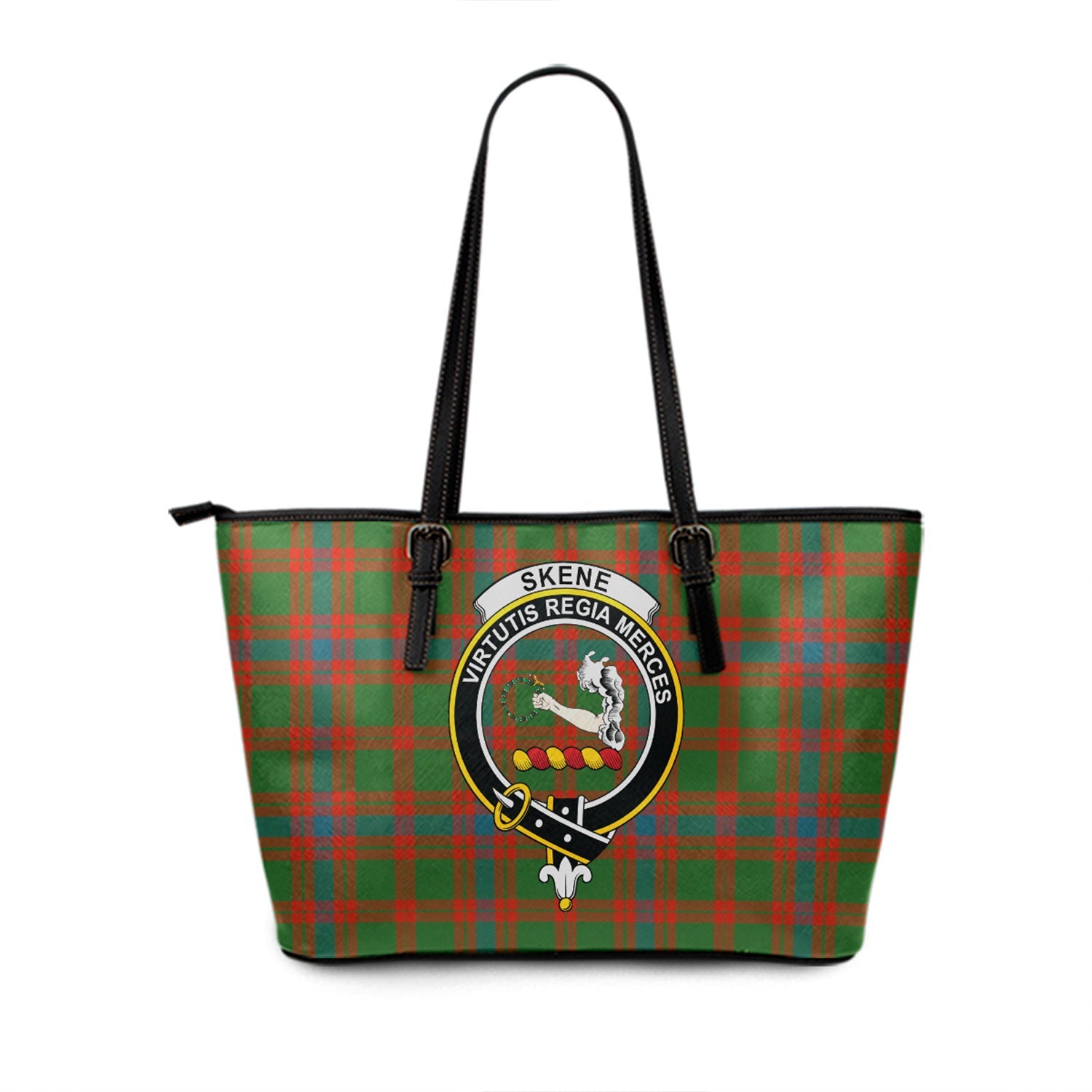 Skene Ancient Clan Badge Tartan Leather Tote Bag | Celticprime.com ...