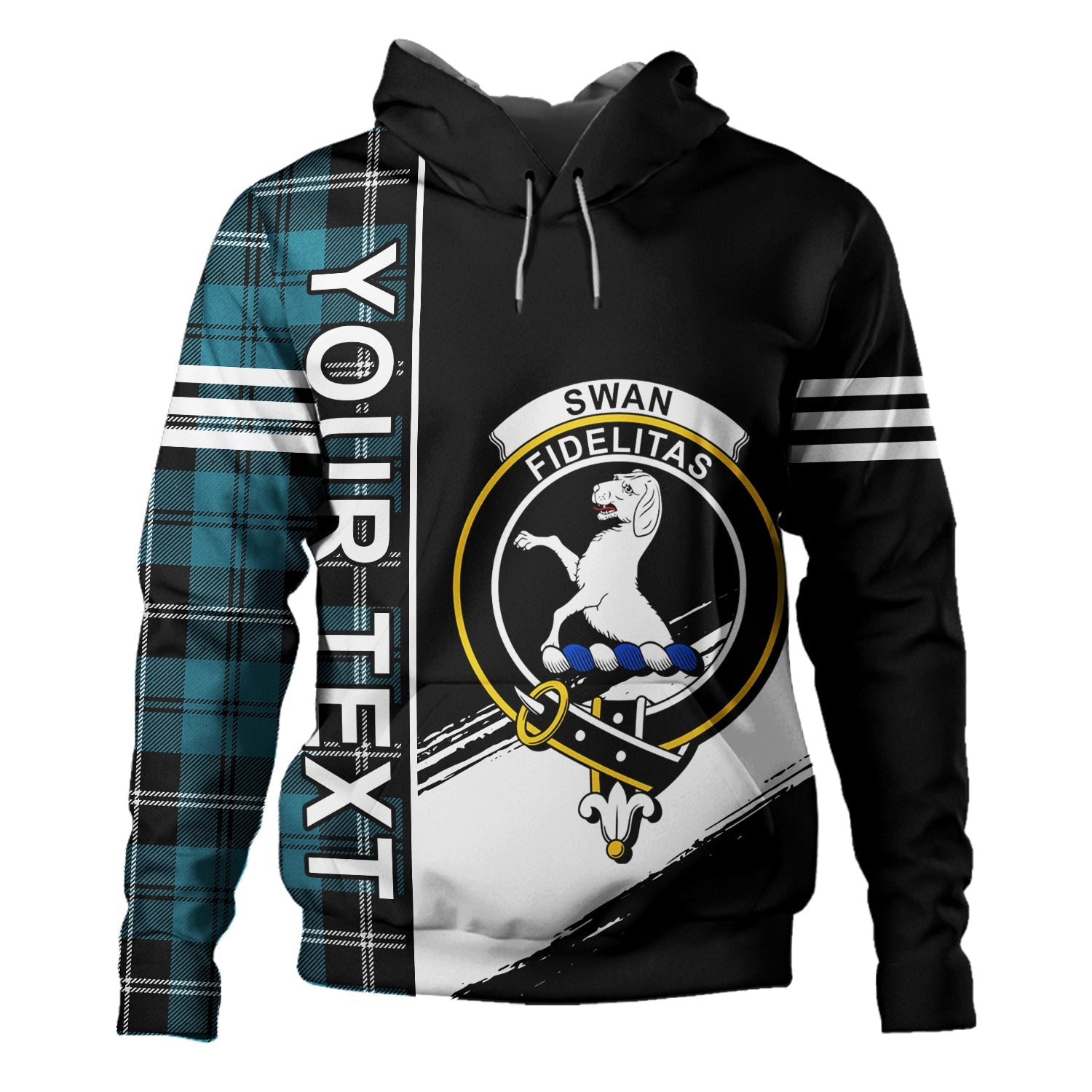 Swan Ancient Clan Badge Tartan Hoodie Quarter Style Personalized ...